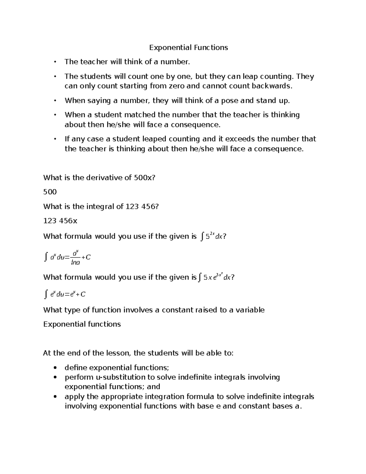 Exponential Functions: Understanding Derivatives and Integrals - Studocu