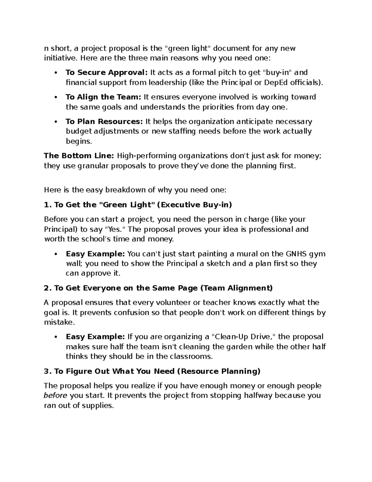 Project Proposal Notes: Oplan Segregate for GNHS - Studocu