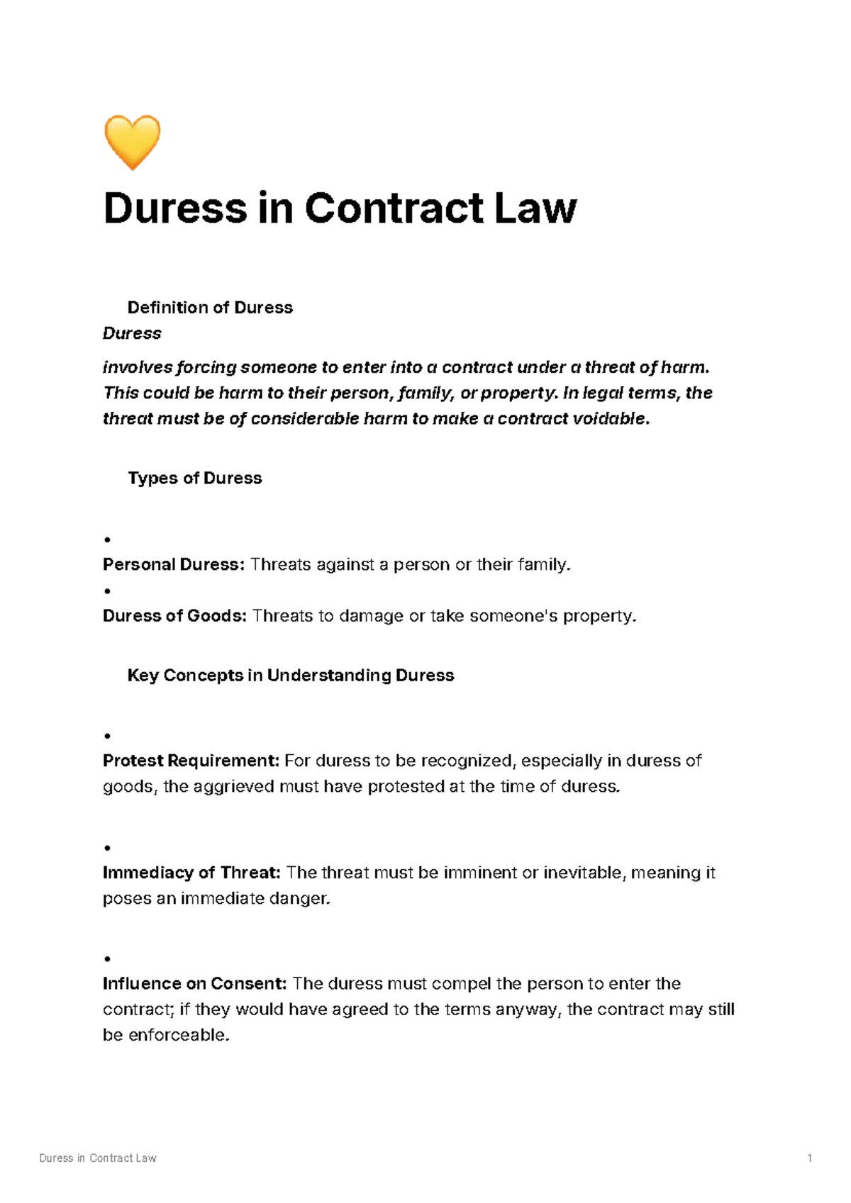 Duress in Contract Law: Key Concepts and Case Studies - Studocu