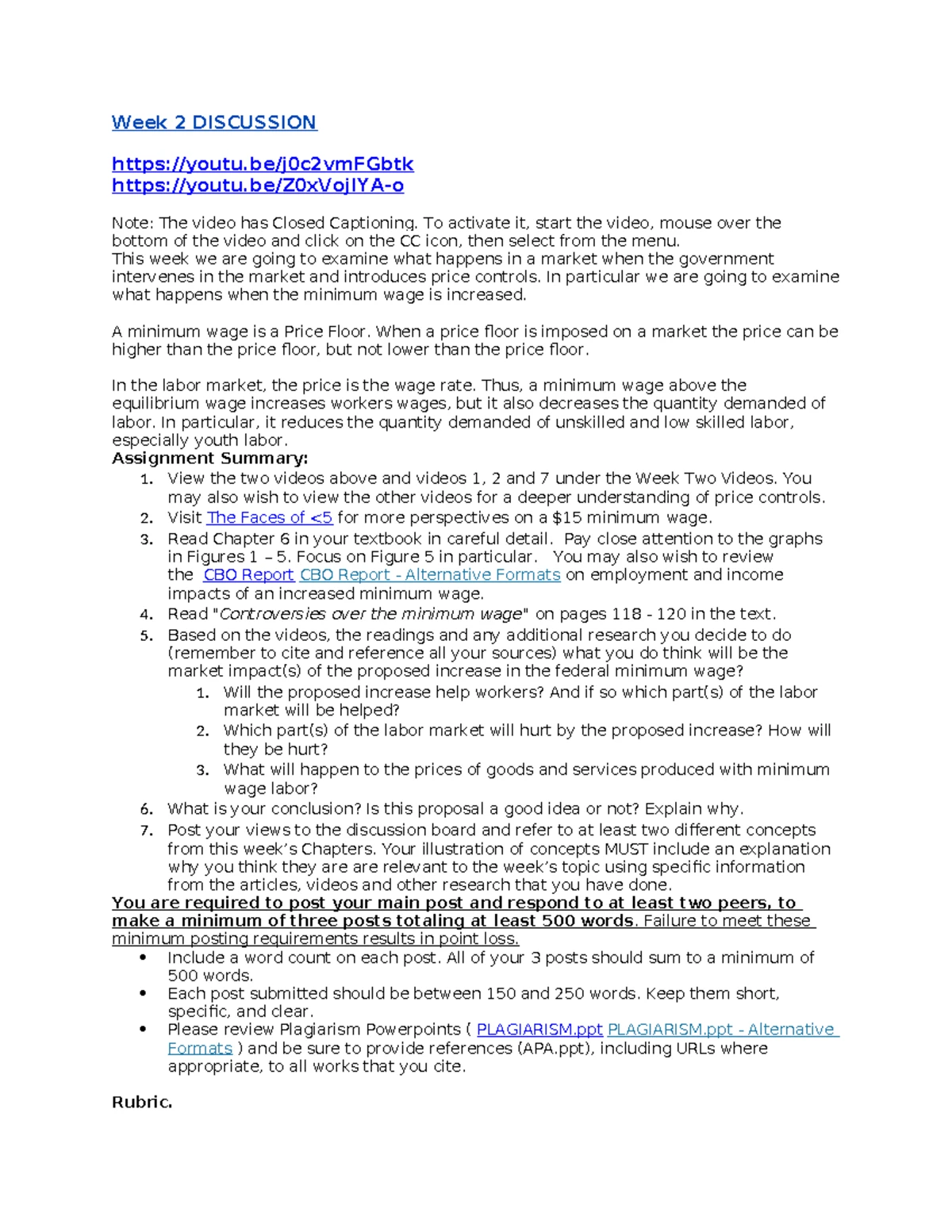 Week 1 Discussion Economics assignment - Week 1 Discussion Case Study ...