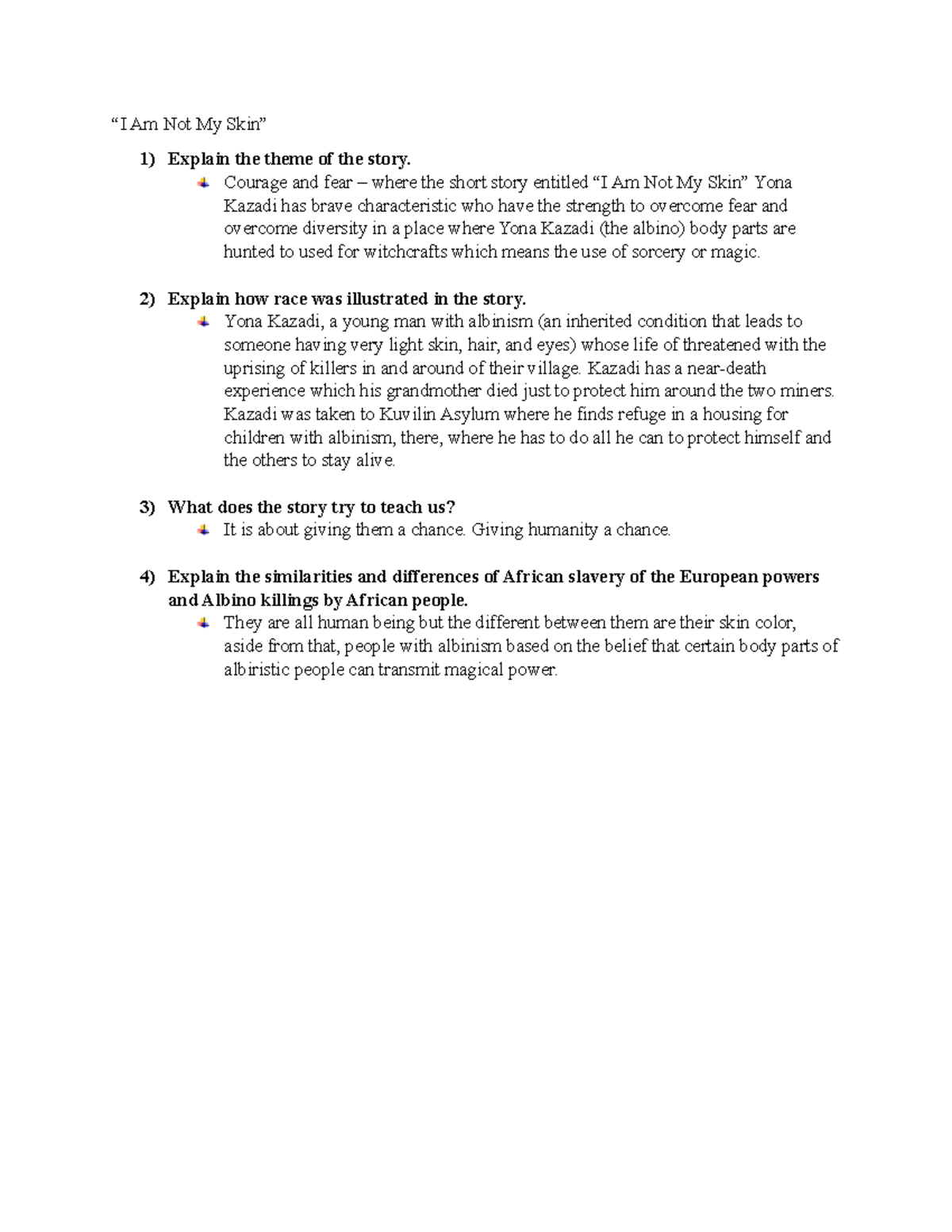 Literature Analysis - I Am Not My Skin: Themes & Race in Context - Studocu