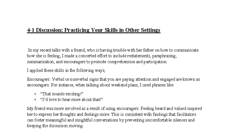 4-1 Discussion: Enhancing Communication Skills in Various Contexts ...