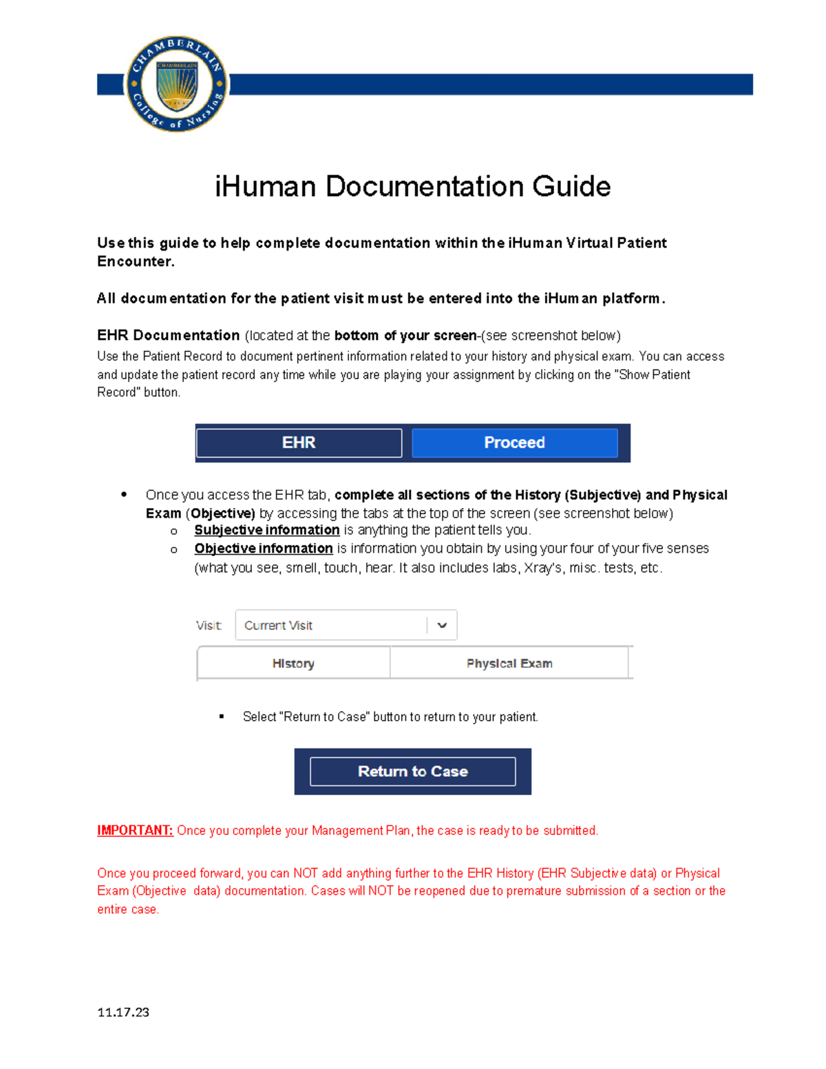 iHuman Documentation Guide - 11.2023 (cjr-2) for Patient Encounters - Studocu