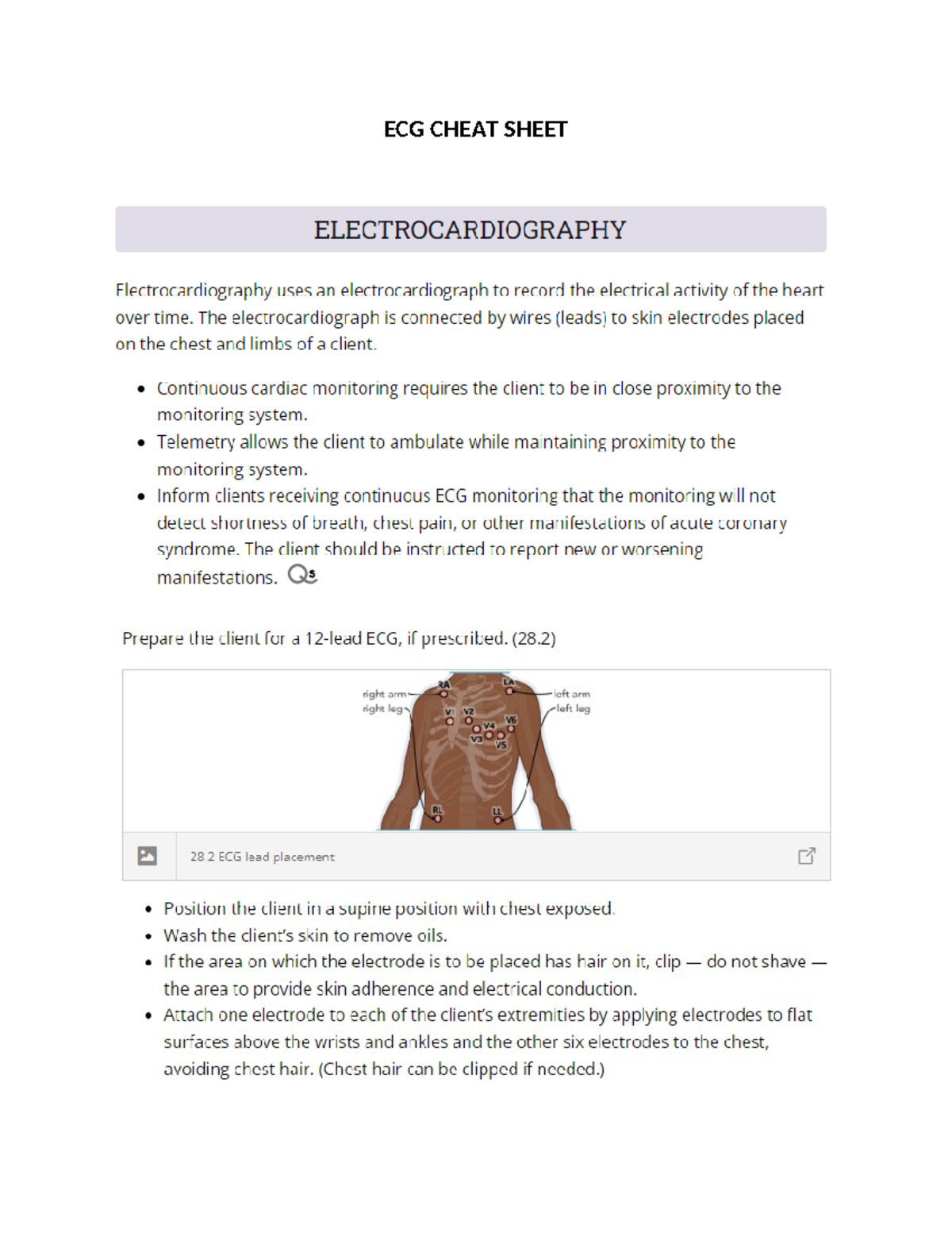 EKG Cheat Sheet (1) - EKG help - ECG CHEAT SHEET ECG PRACTICE ...