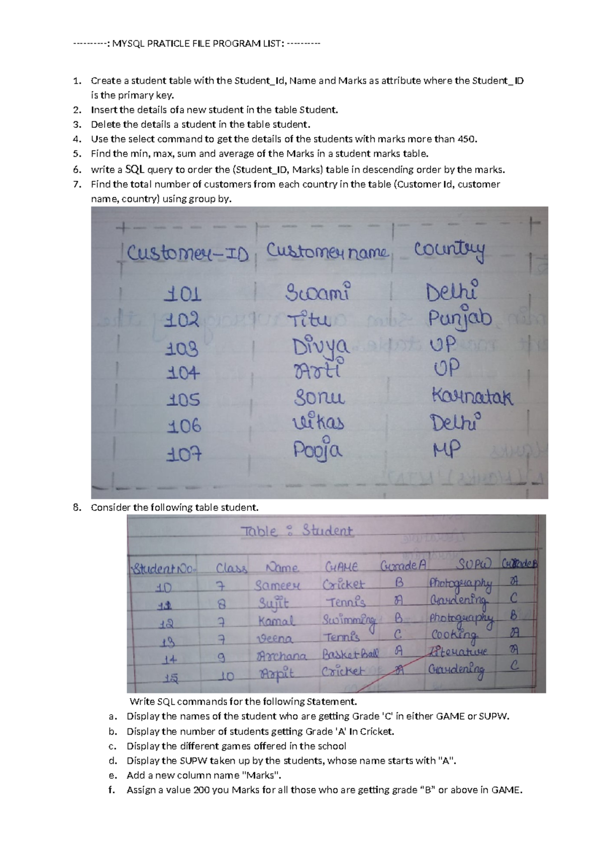 My SQL - SQL Assessment Tasks and Queries Explained - Studocu
