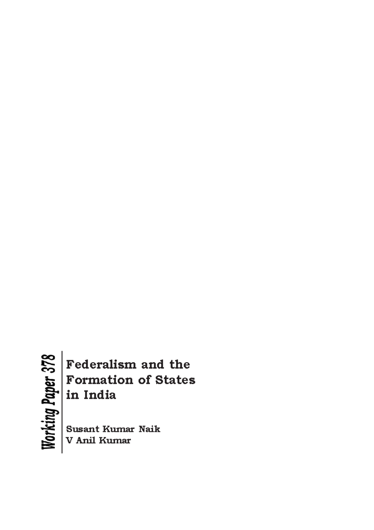 Federalism and State Formation in India: Insights from WP 378 - Studocu