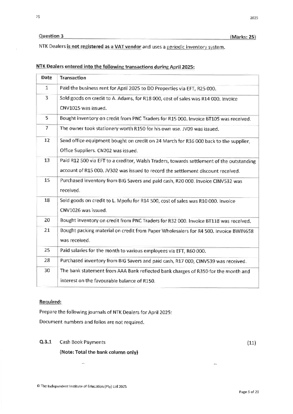 Journals Preparation for NTK Dealers - April 2025 (Q3) - Studocu