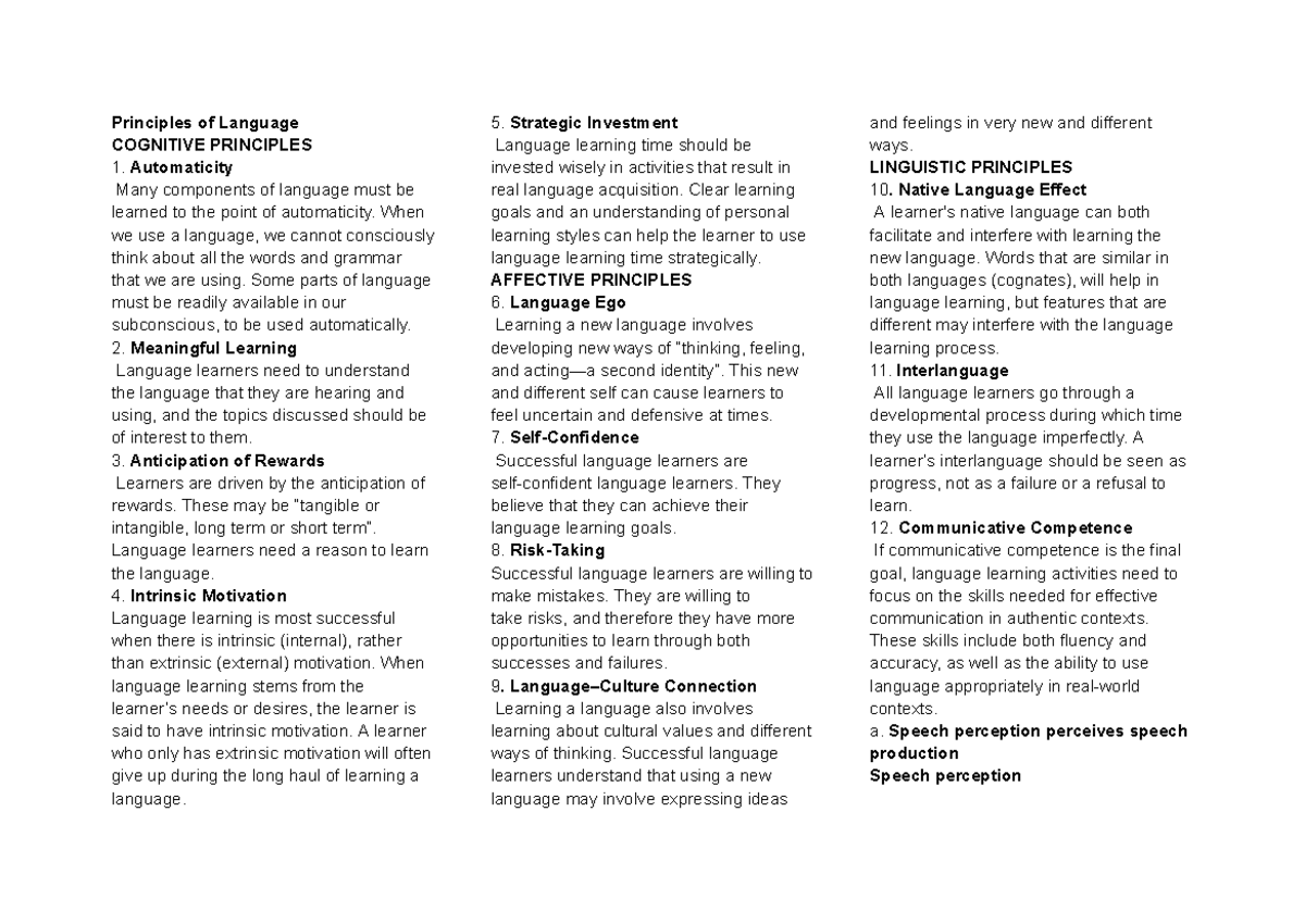 Principles and Theories in Language Acquisition - Principles of ...