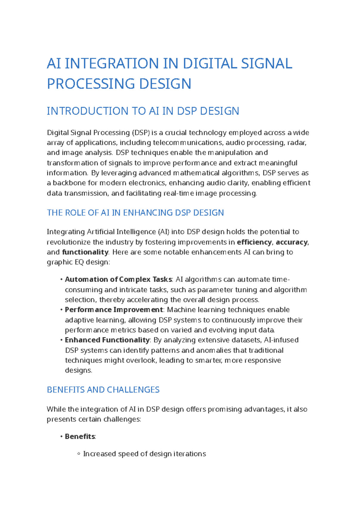 AI Integration in Digital Signal Processing Design - AI INTEGRATION IN ...