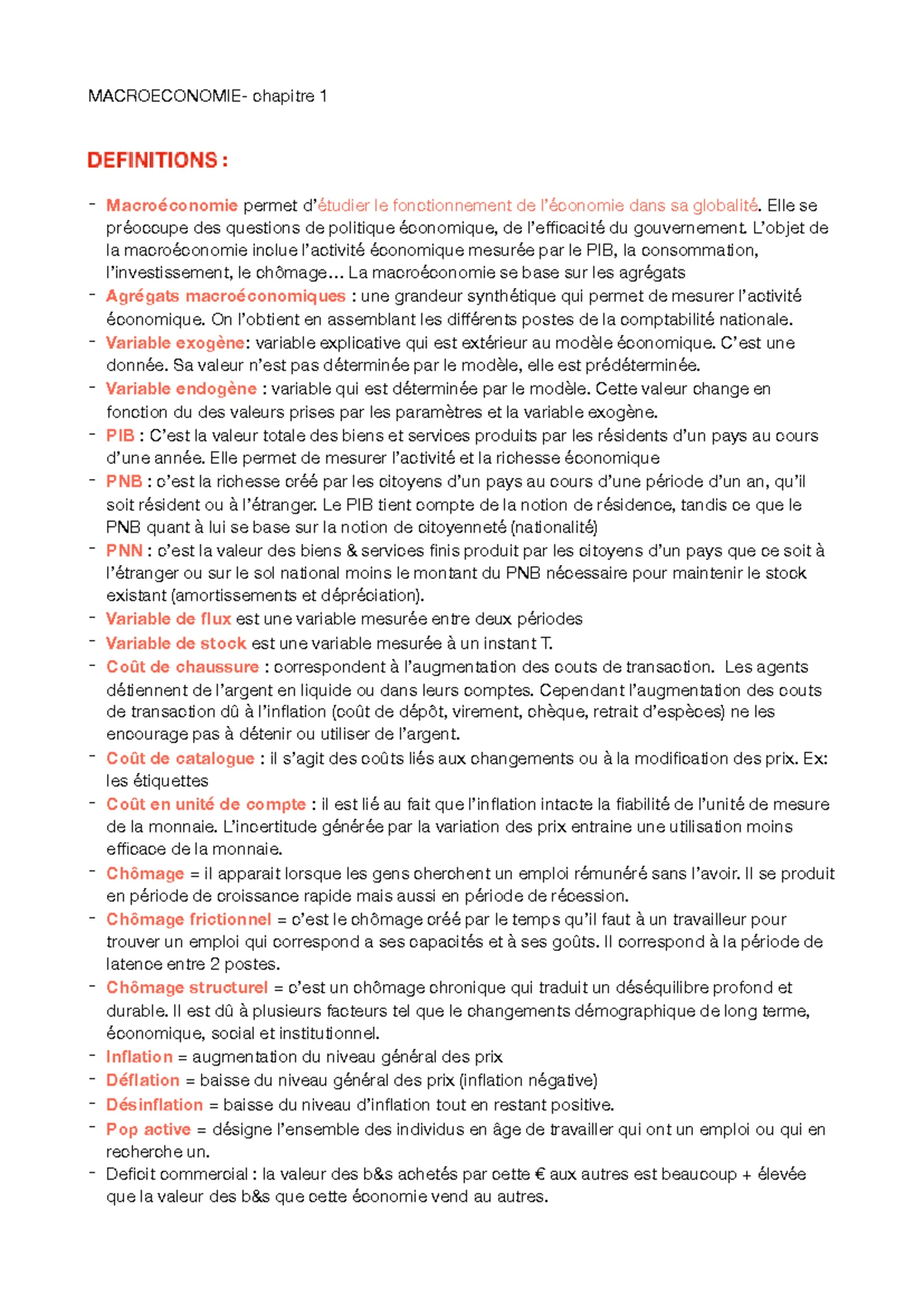 Macroéconomie-pdf - cours de macro de licence 2 - Macroéconomie. Chapitre 1 : L'équilibre global ...