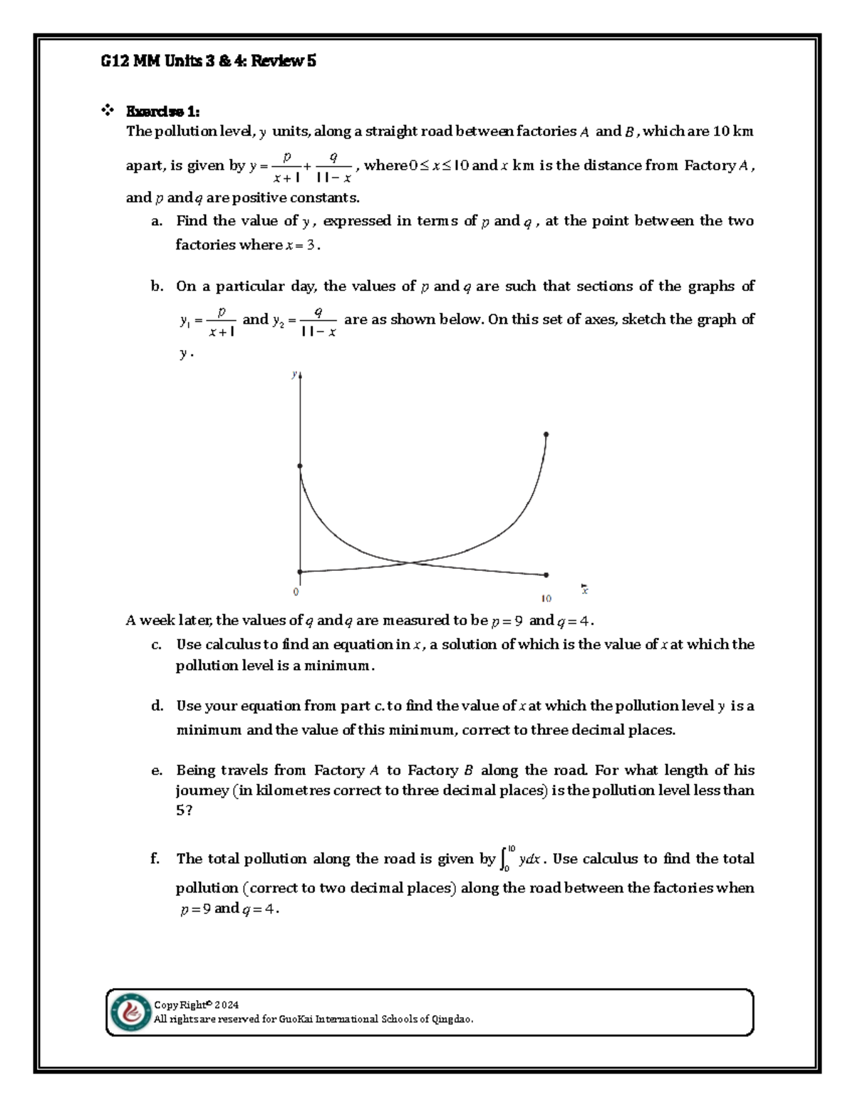 G12 MM Review 5: Pollution Level & Calculus Applications - Studocu