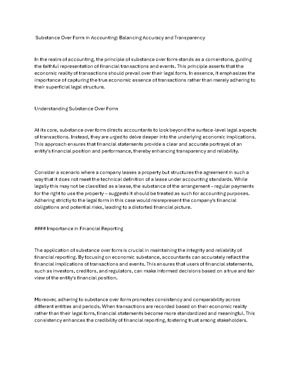 ACC 101: Substance Over Form in Accounting - Key Insights and ...