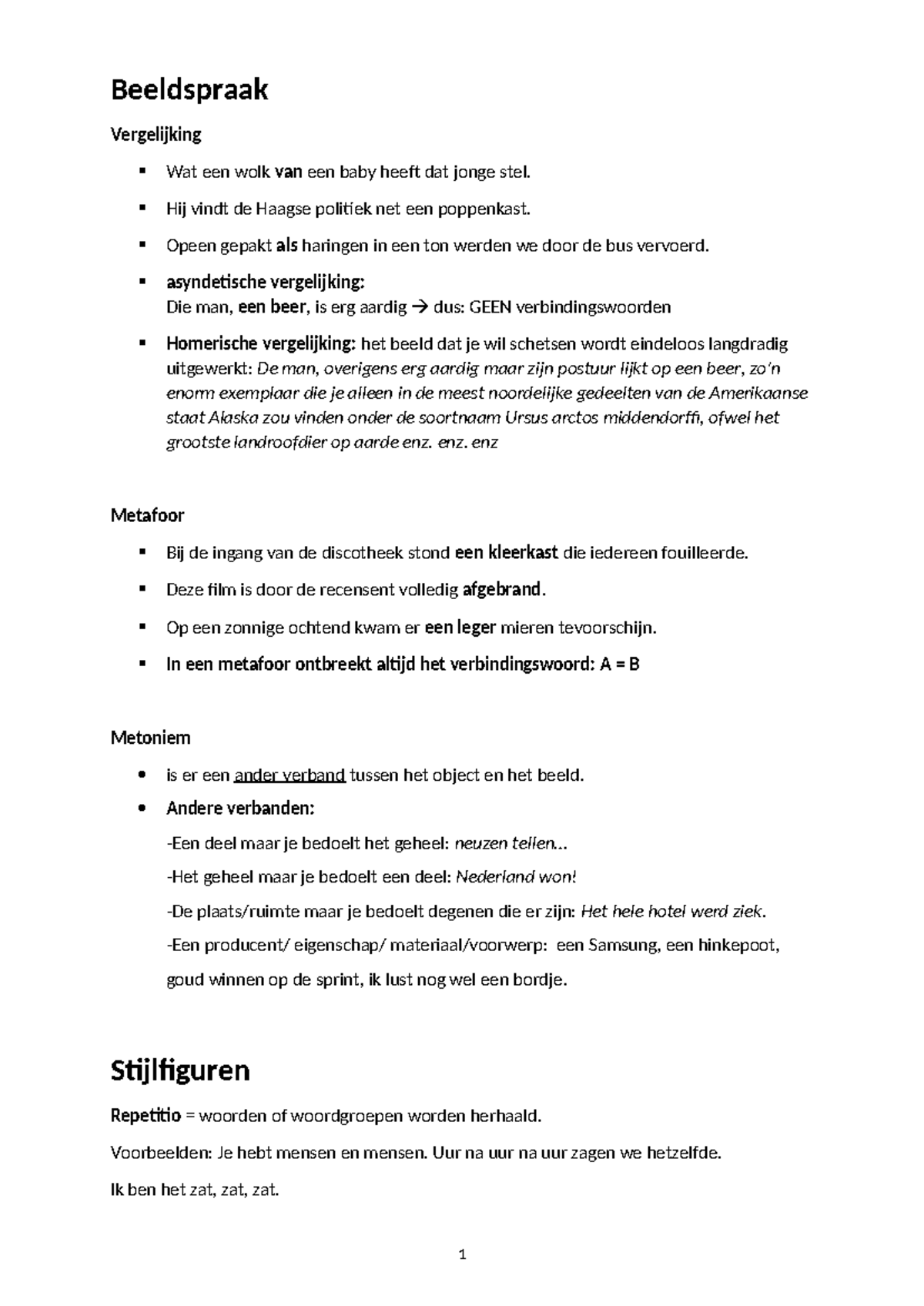 Theorie SO Beeldspraak & Stijlfiguren 3V 2324: Inzichten en Voorbeelden ...