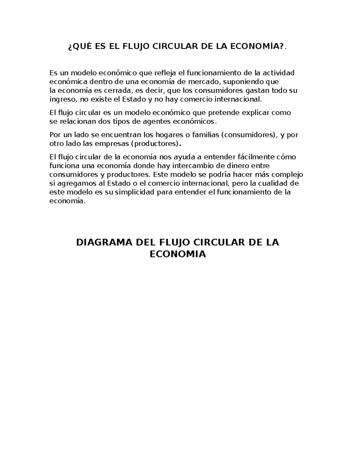 EL Flujo Circular de la Economía: Conceptos y Diagramas Explicativos ...
