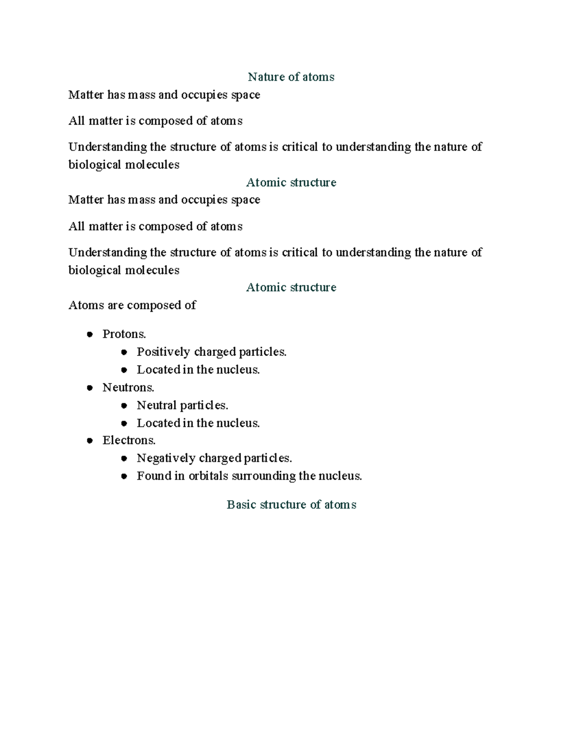 Nature of atoms - Nature of atoms Matter has mass and occupies space ...