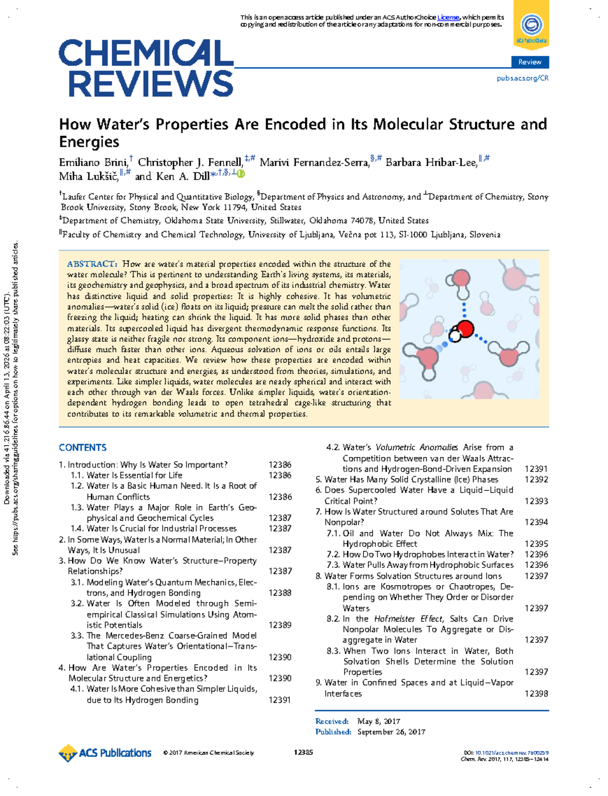 How Water's Properties Are Encoded in Its Molecular Structure and ...