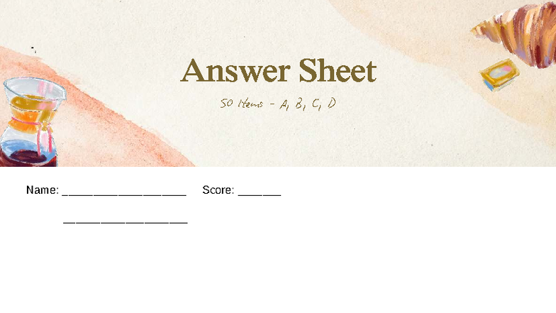 50-Item Answer Sheet for Assessment - Studocu