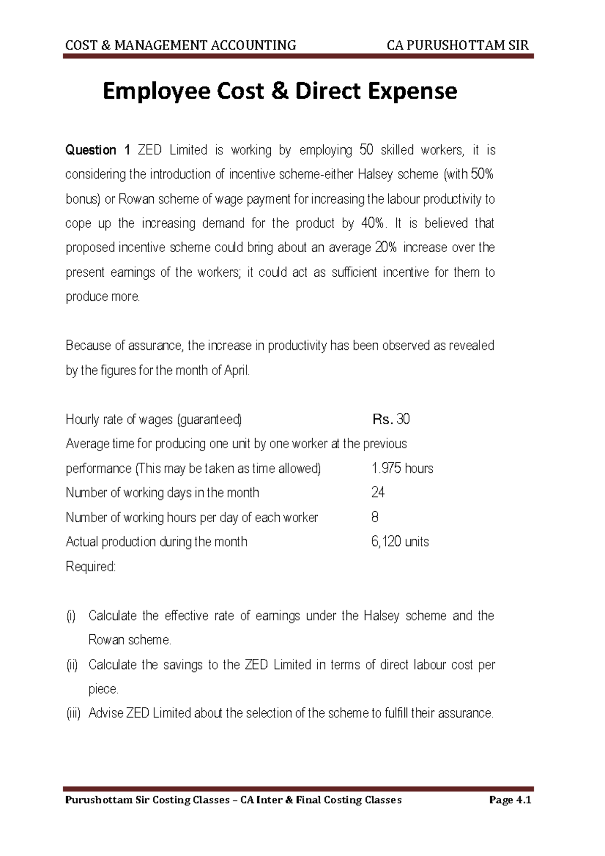 Chapter 1 - Employee Cost & Direct Expenses Analysis & Calculations ...