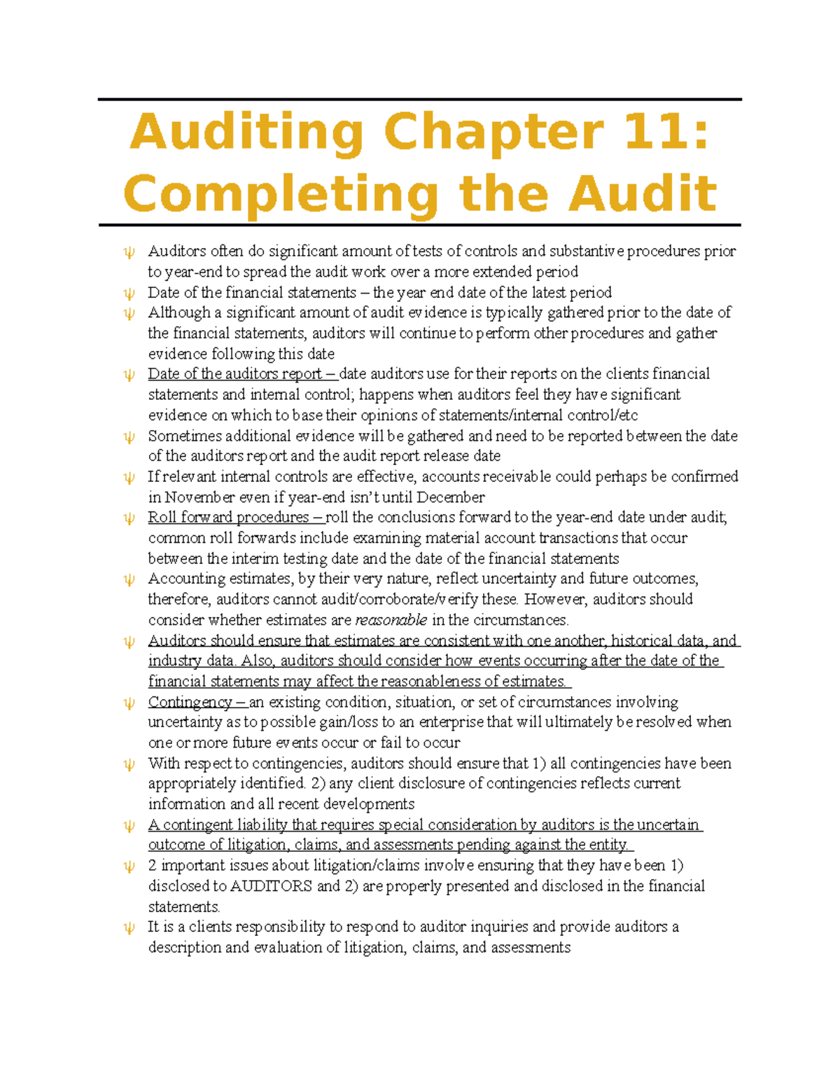 Chapter 11: Completing the Audit Procedures and Considerations - Studocu