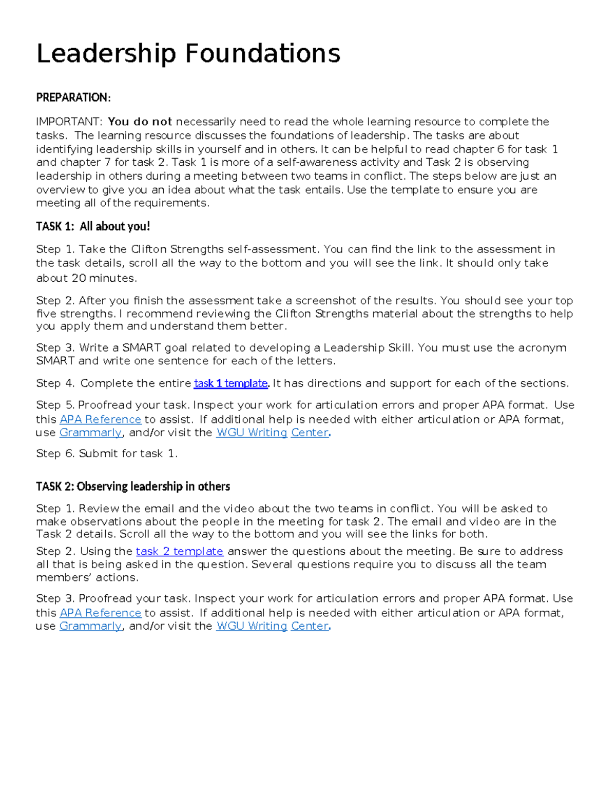 Leadership Guide - Leadership Foundations PREPARATION: IMPORTANT: You ...