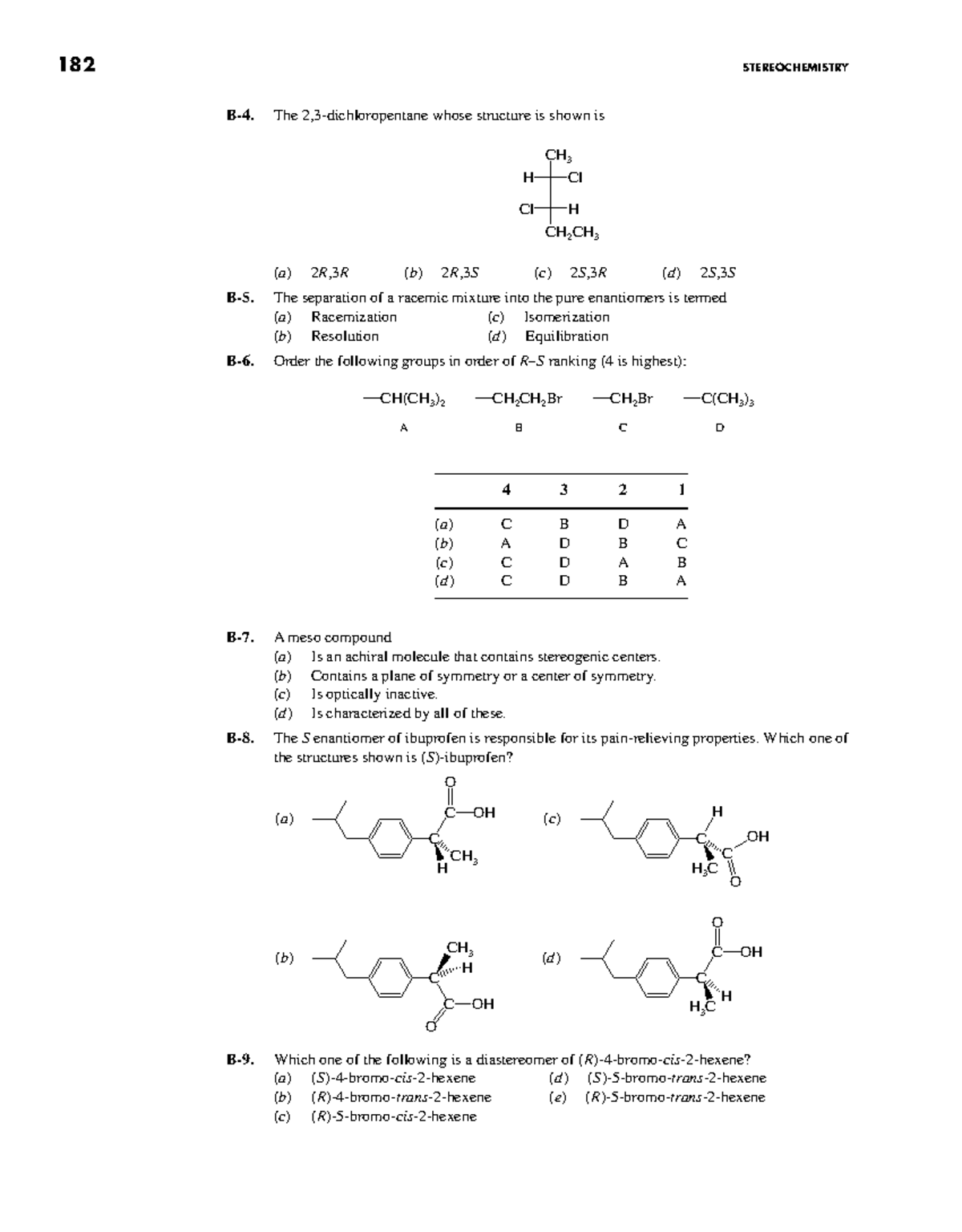 182 Organic Chemistry: Stereochemistry Concepts & Problems - Studocu