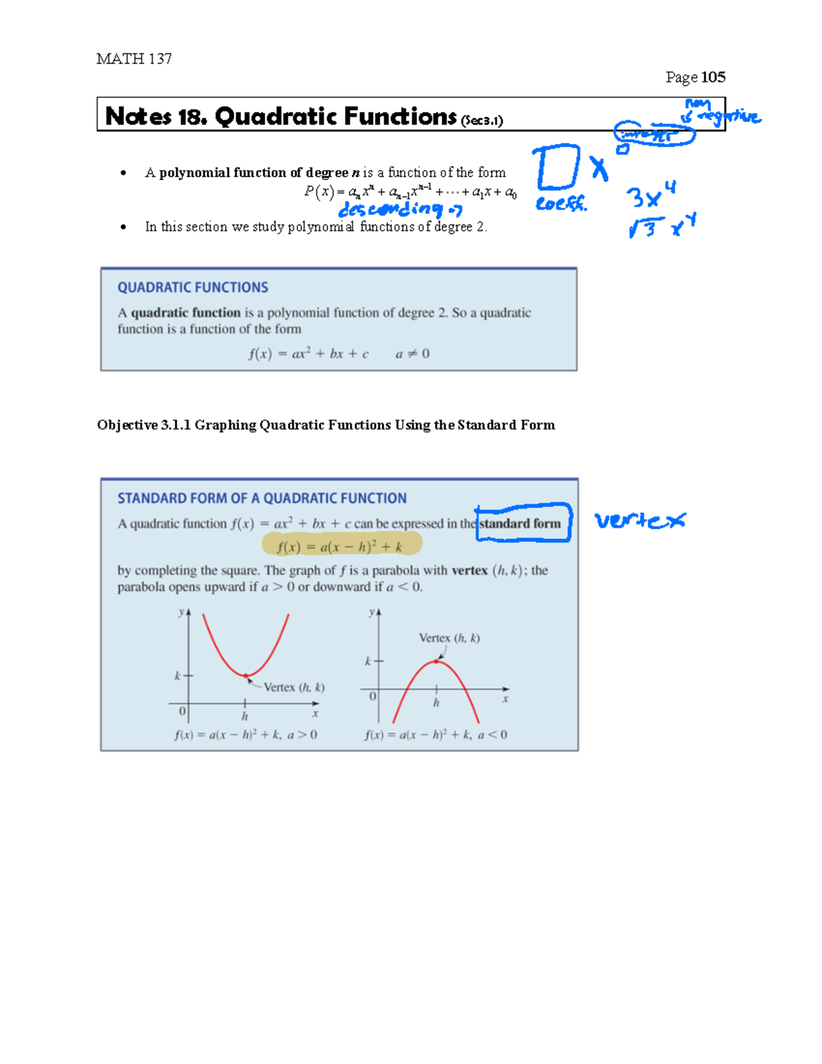 Ch. 3 Notes - Quadratic Functions & Graphing Techniques - Studocu