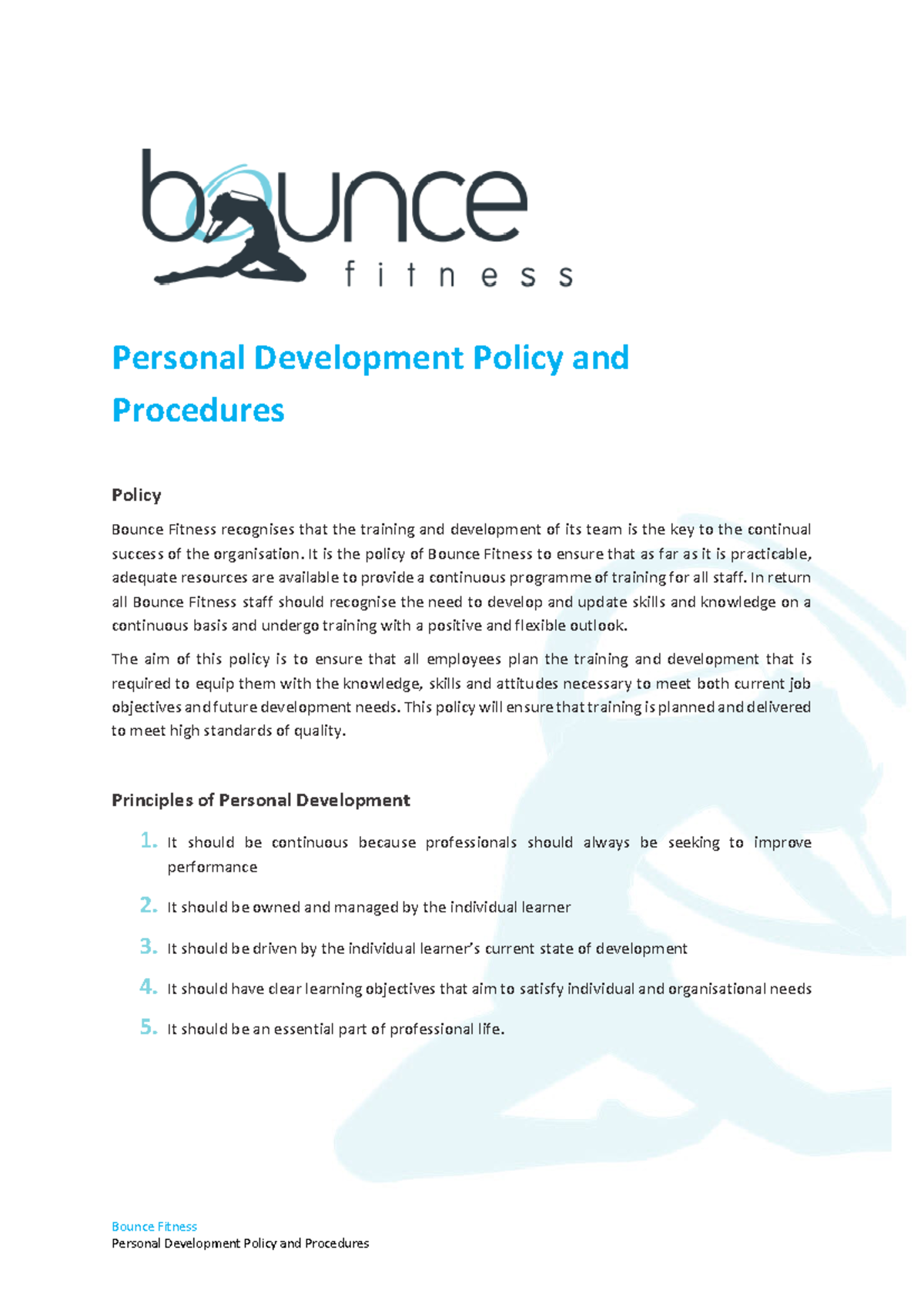 Personal development policy and procedures - Bounce Fitness Personal ...