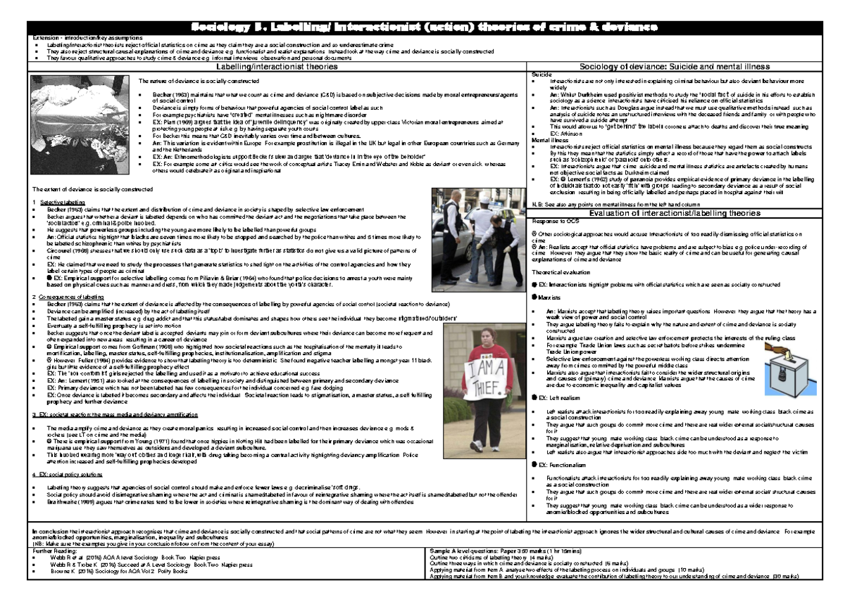 Sociology 3: Labelling and Interactionist Theories of Crime & Deviance ...