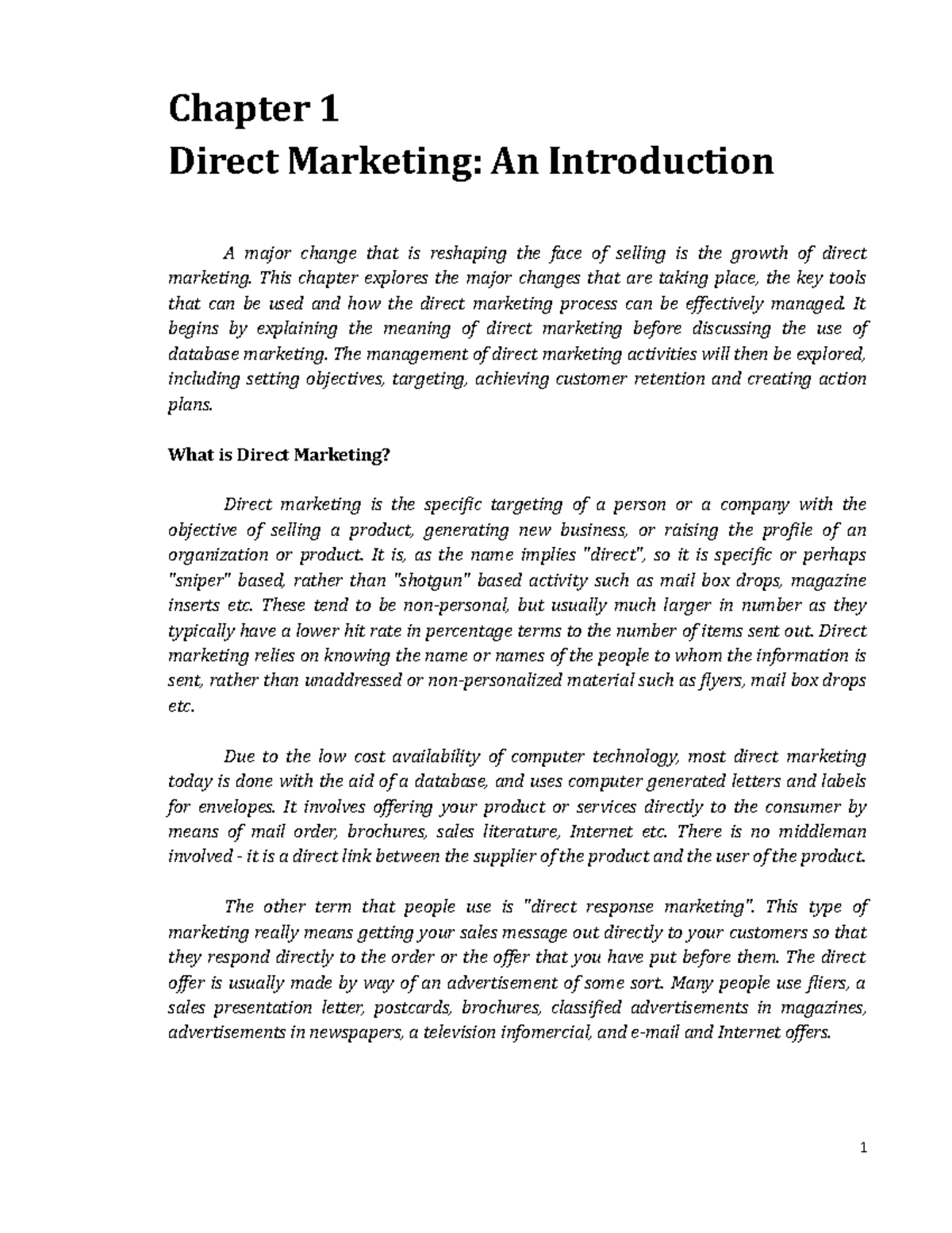 Elective 5: Direct Marketing Module Overview and Key Concepts - Studocu