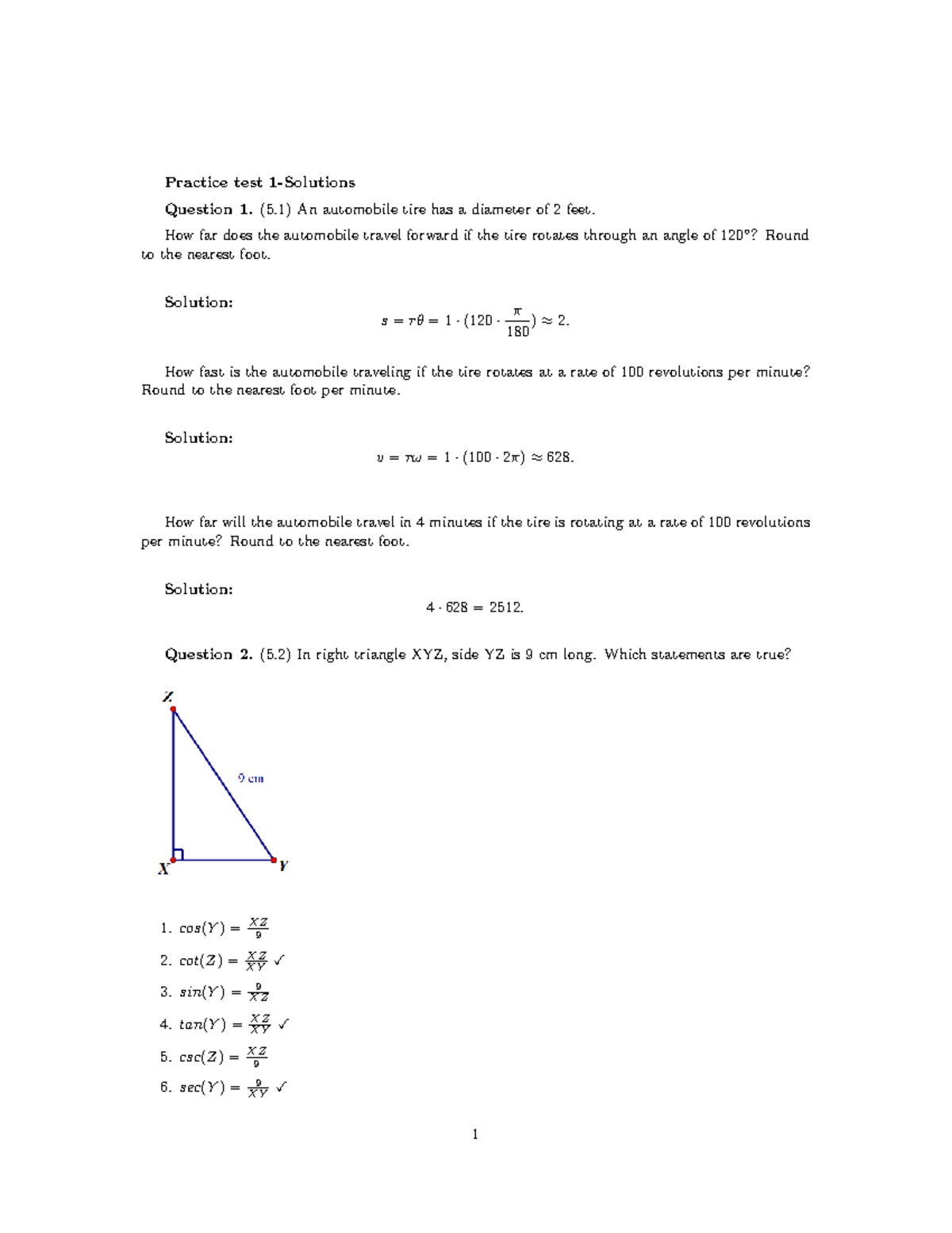 Practice Test 1 Solutions (Math 101) - Comprehensive Guide - Studocu