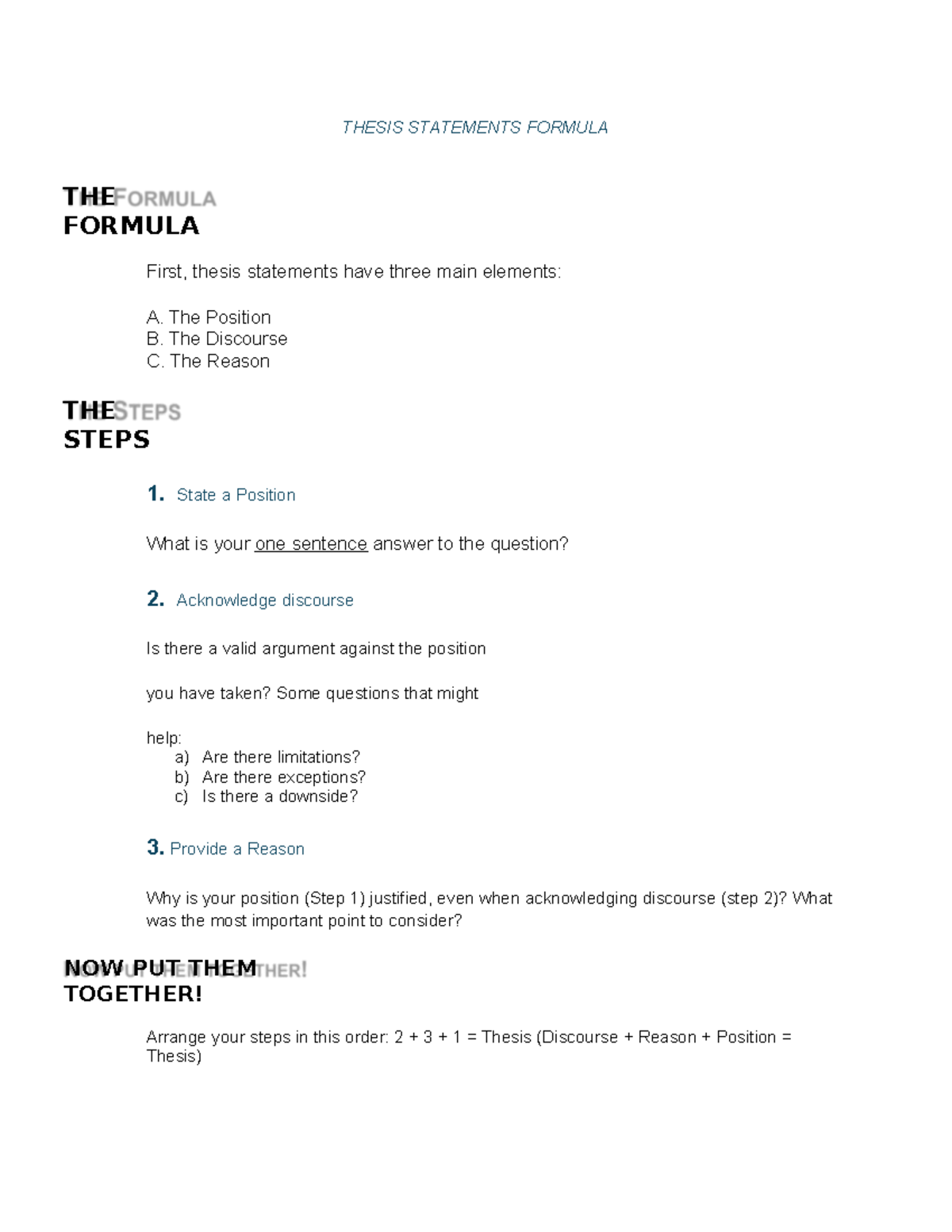 Thesis Statements Formula: Crafting Effective Arguments - Studocu