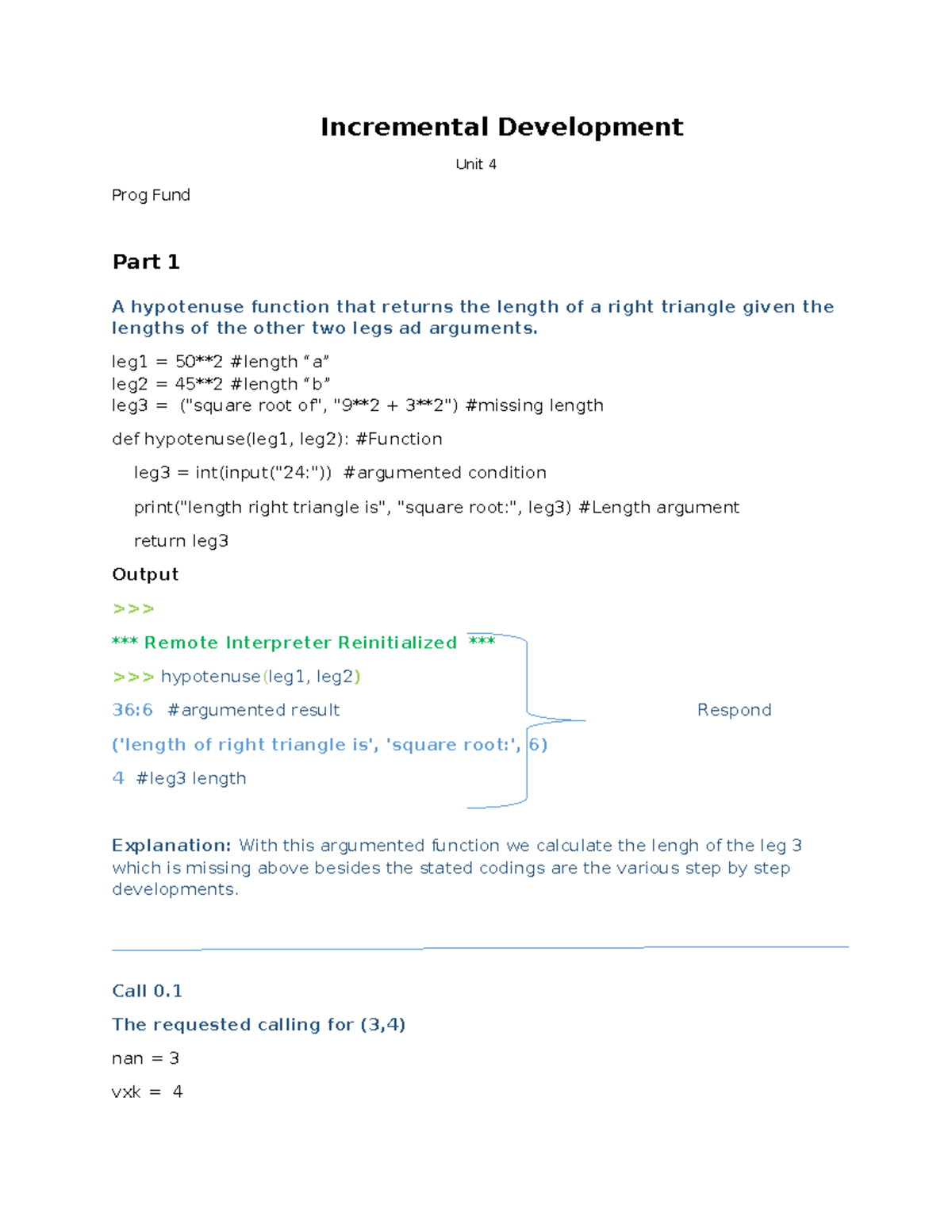 Assignment [Unit 4] - Programming Fundamental - Incremental Development Unit 4 Prog Fund Part 1 ...