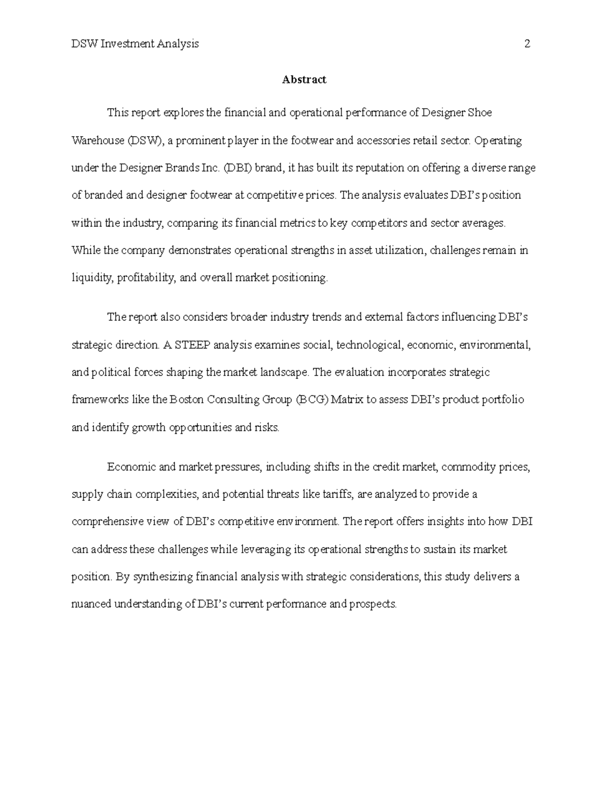 DSW Investment Analysis: Financial Performance and Market Challenges ...