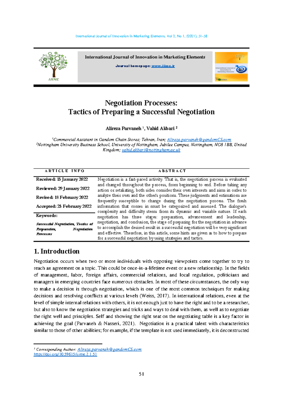 Negotiation Processes: Tactics for Success in IJIIME Vol 2, No 1 (2021 ...