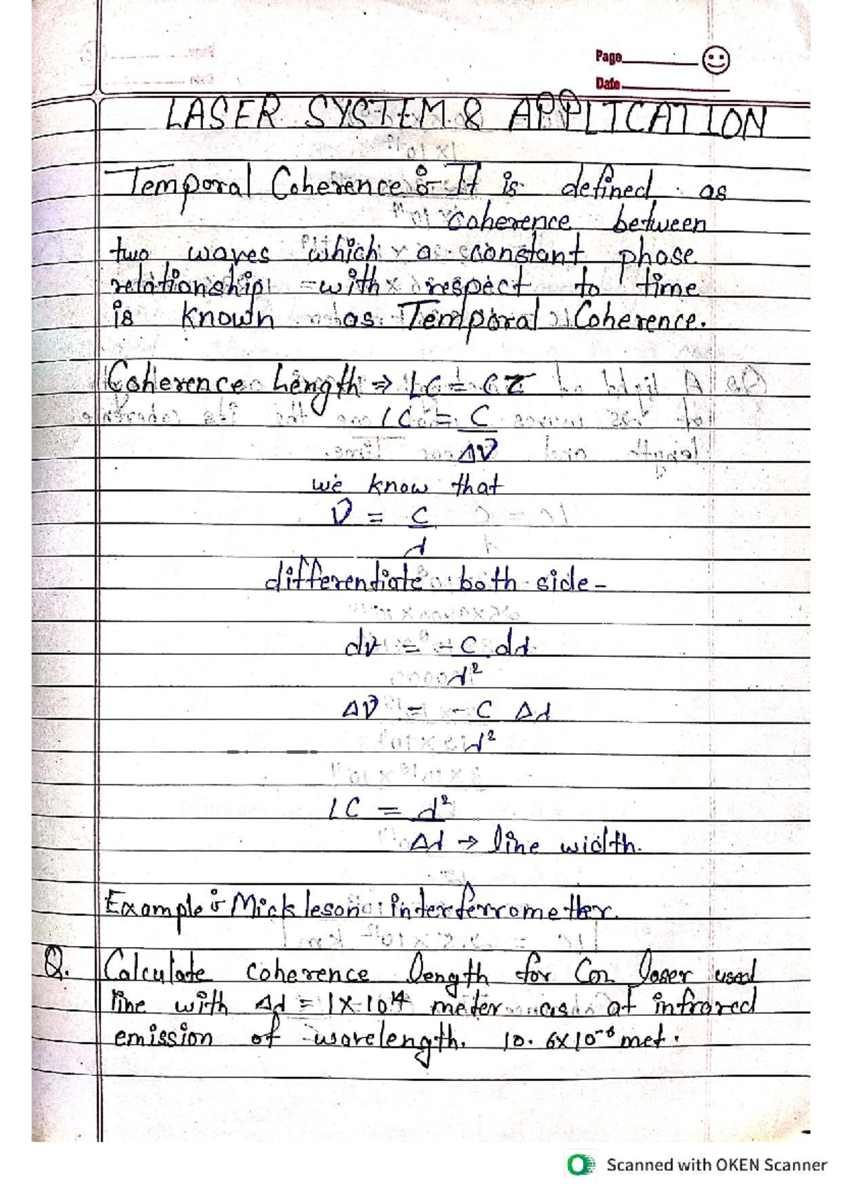 Laser System 8 Notes: Understanding Temporal and Spatial Coherence ...