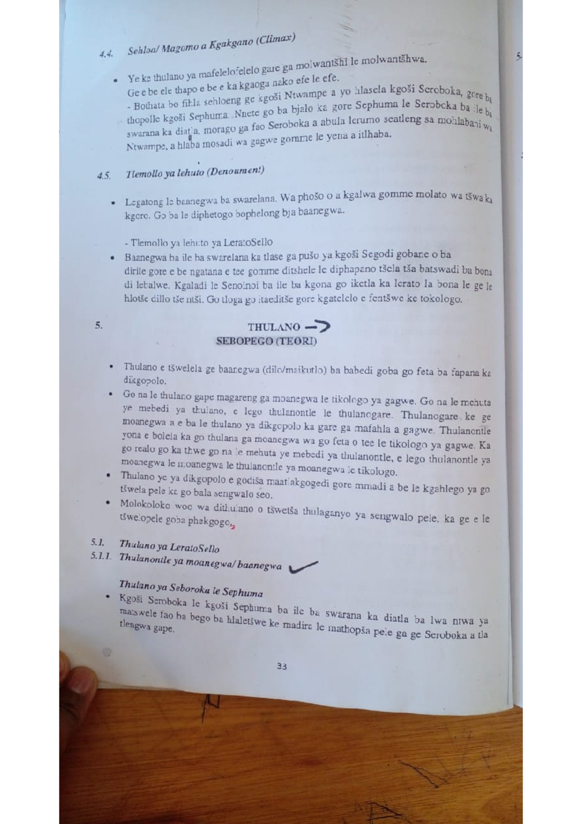 Sehloa/Magomo a Kgakgano (Climax) le Tlemollo ya Lehuto ya LeratoSello ...