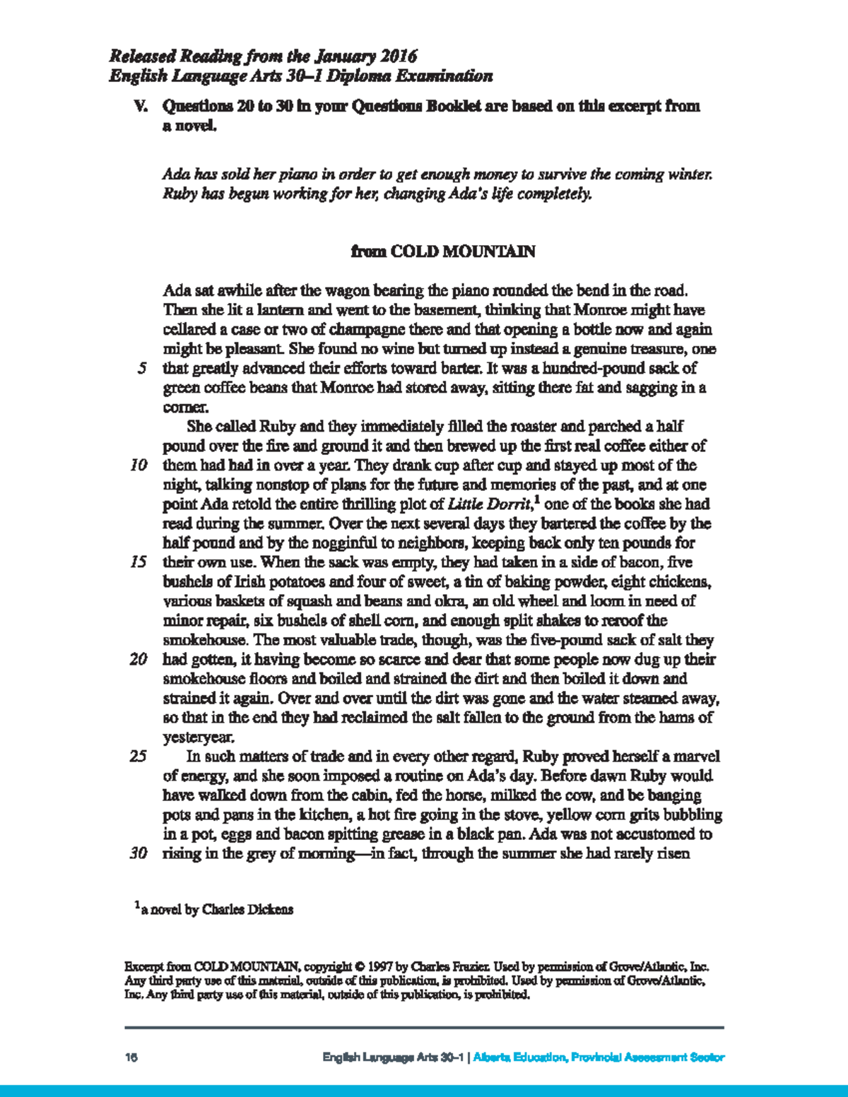 English Language Arts Diploma Exam Reading Comprehension Practice #3 ...
