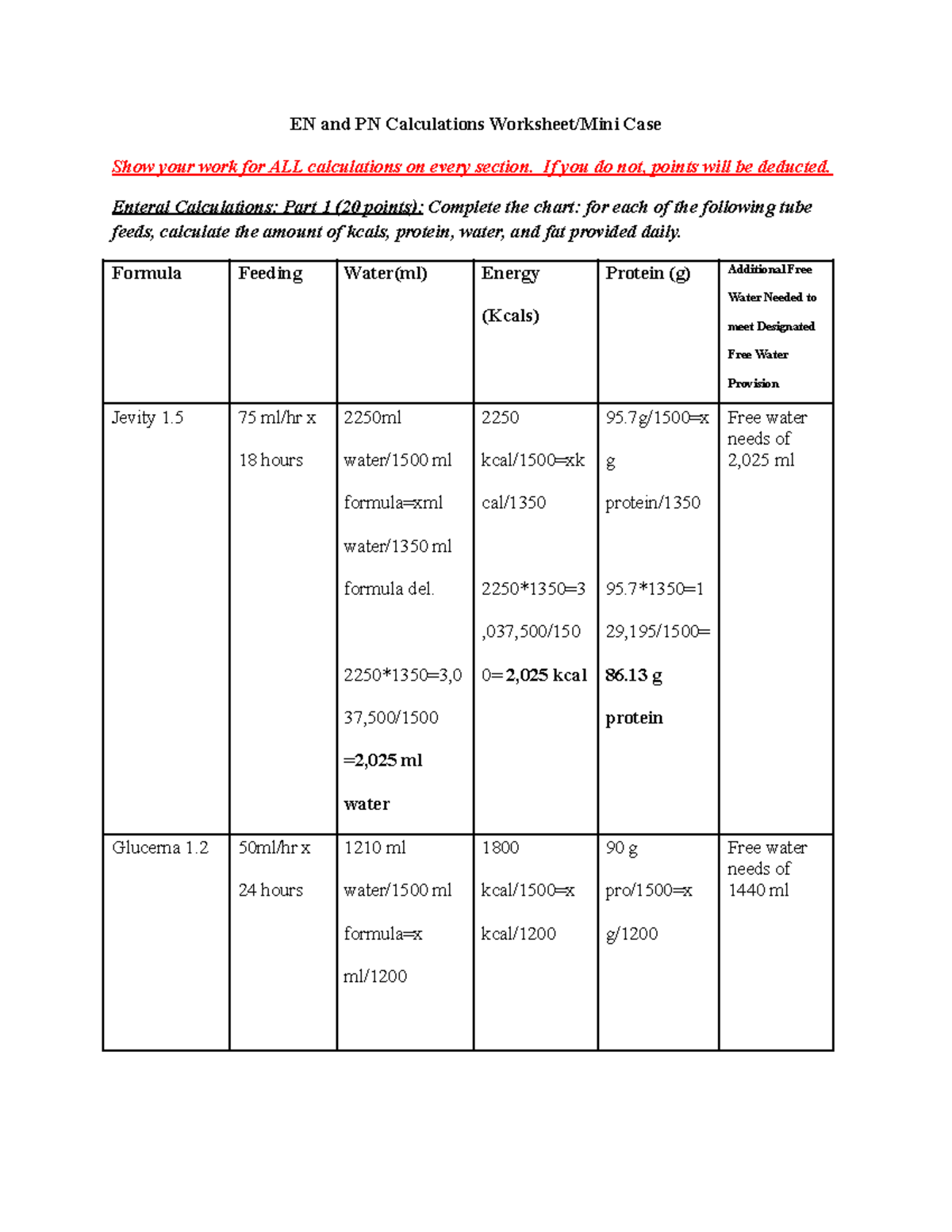 ND 630 EN PN Calculations Practice Worksheet and Case Study - Studocu