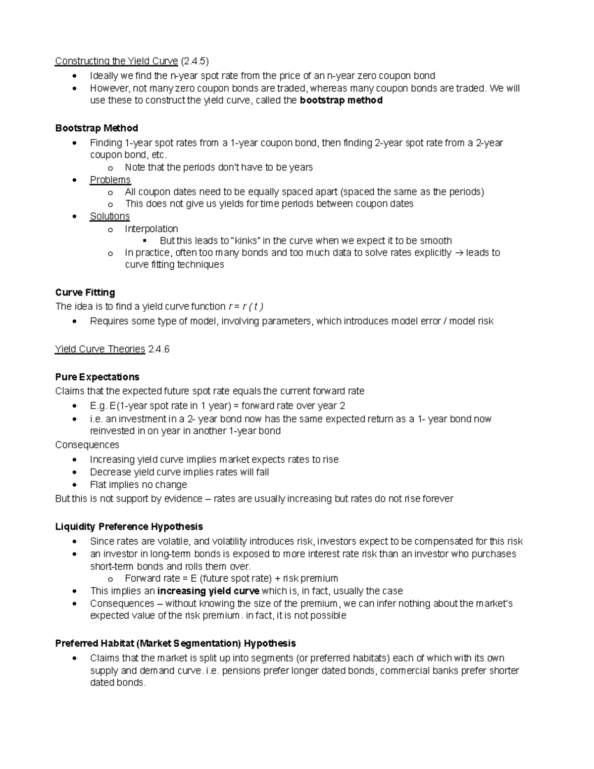 Yield Curve Construction and Theories (2.4.5) - Studocu