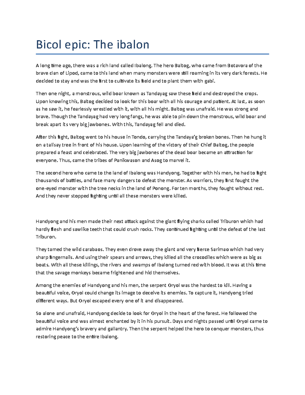 Bicol epic the ibalon cherry ann - Bicol epic: The ibalon A long time ...