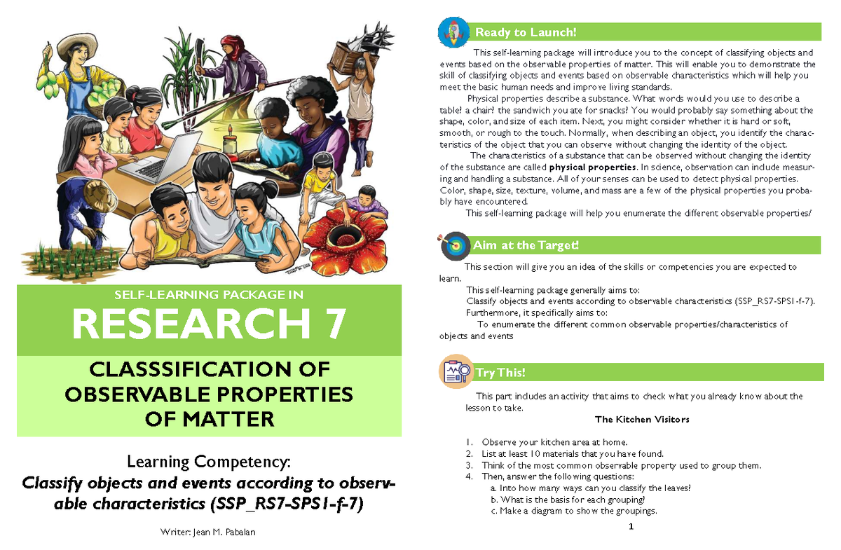 SLM-Research-7-Week 5: Classifying Observable Properties of Matter ...