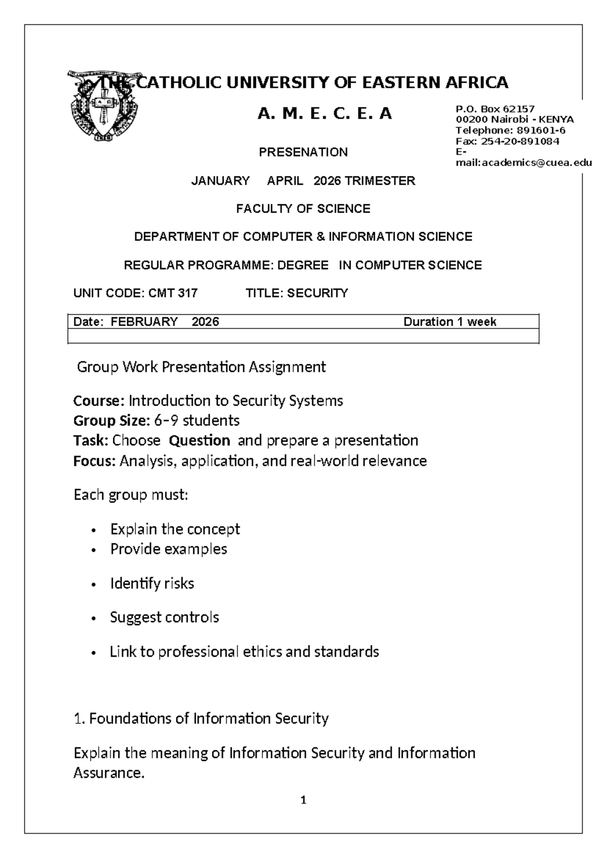 CMT 317 Group Presentation: Analyzing Information Security Concepts ...