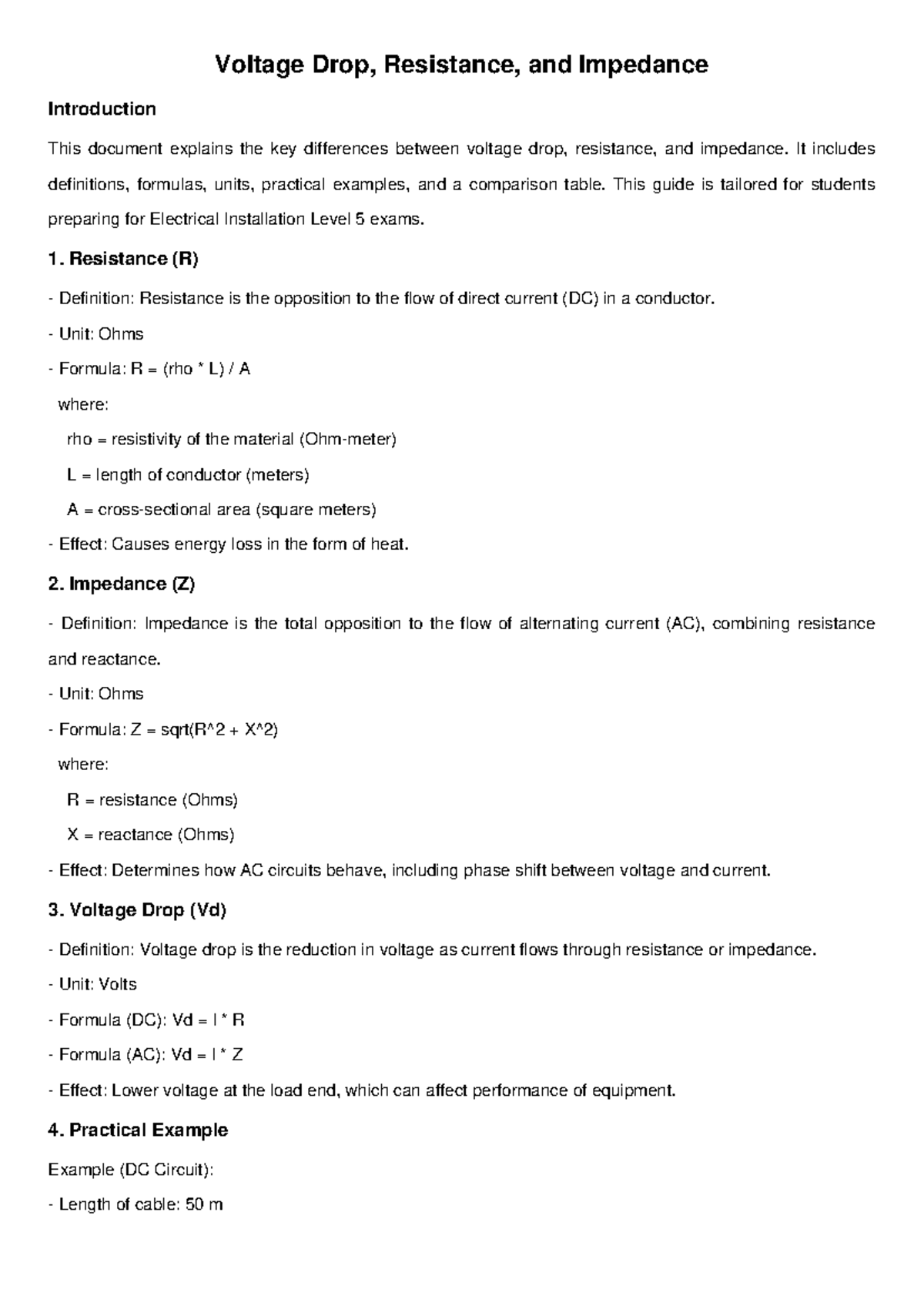 Voltage Drop, Resistance & Impedance Guide for Electrical Installation ...
