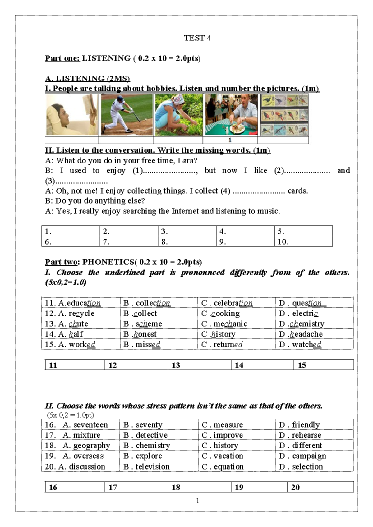 Grade 9 Listening & Phonetics Test 4 - Comprehensive Review Guide - Studocu