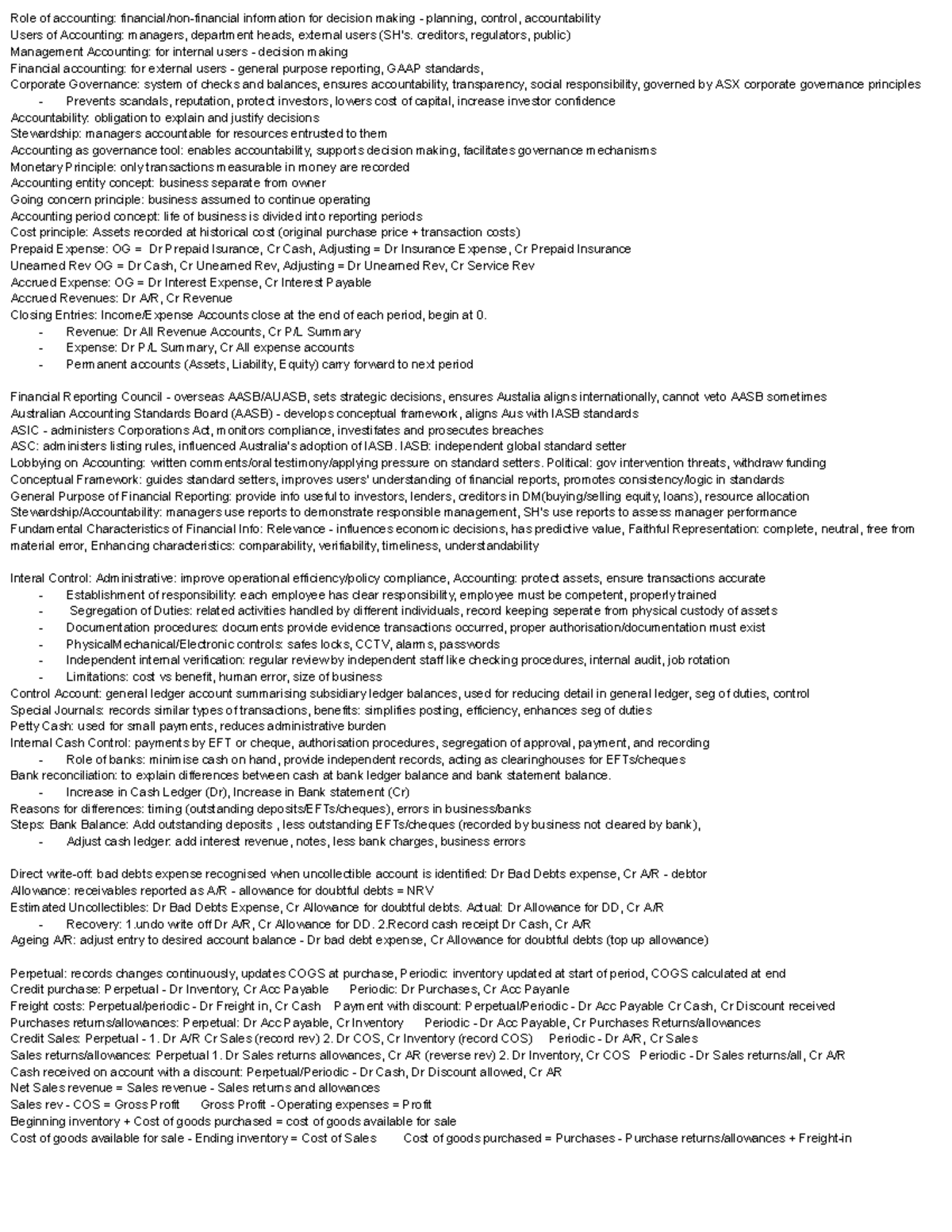 ACCG1001 Management Accounting: Key Concepts & Formulas - Studocu