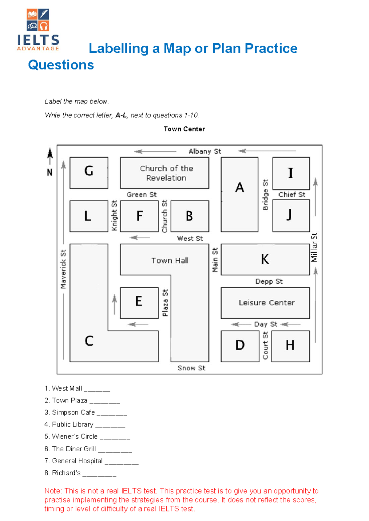 Labeling a Map or Plan Practice Questions 1 - Questions Label the map ...