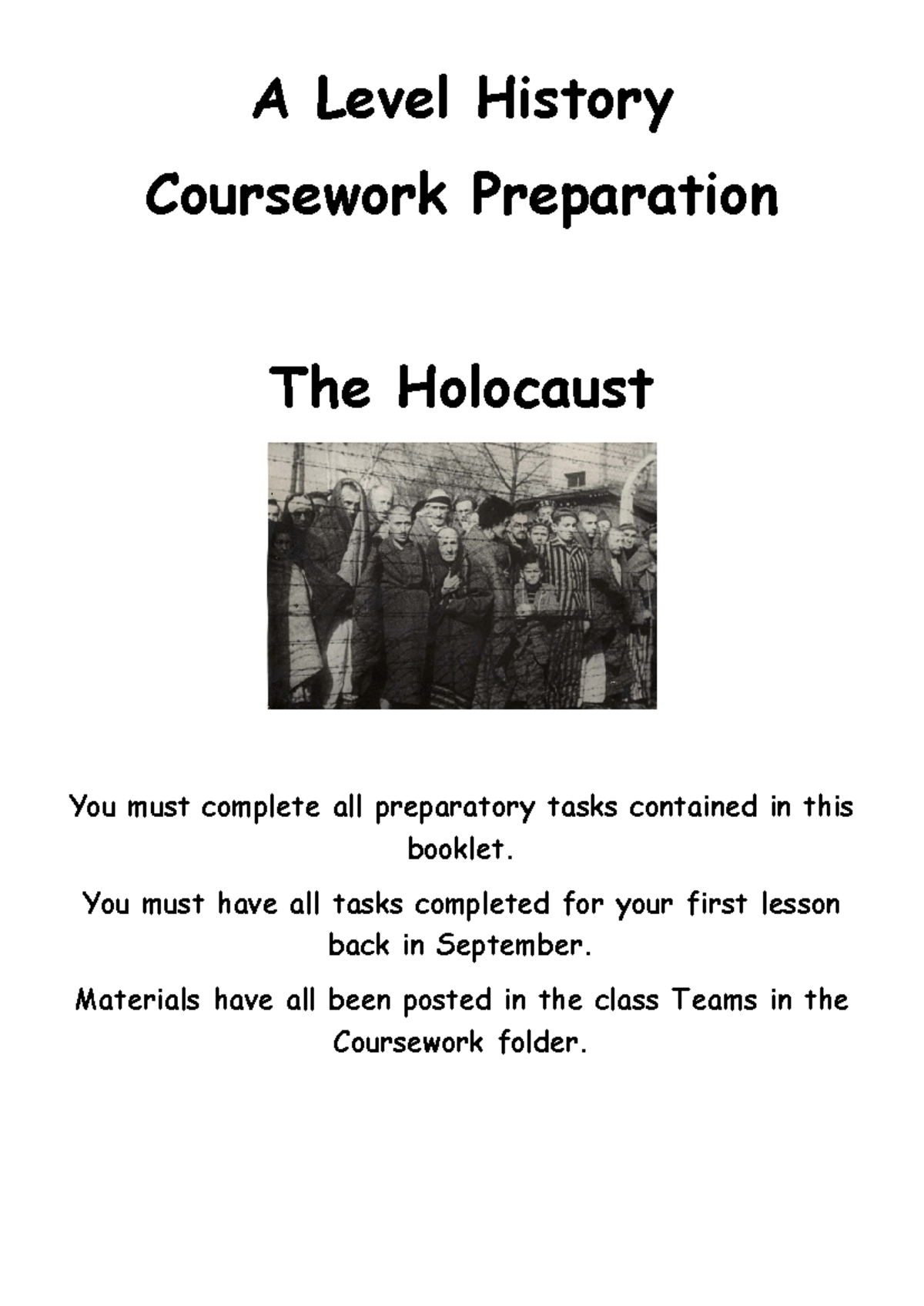 A Level History Coursework Preparation: Holocaust Research Guide - Studocu