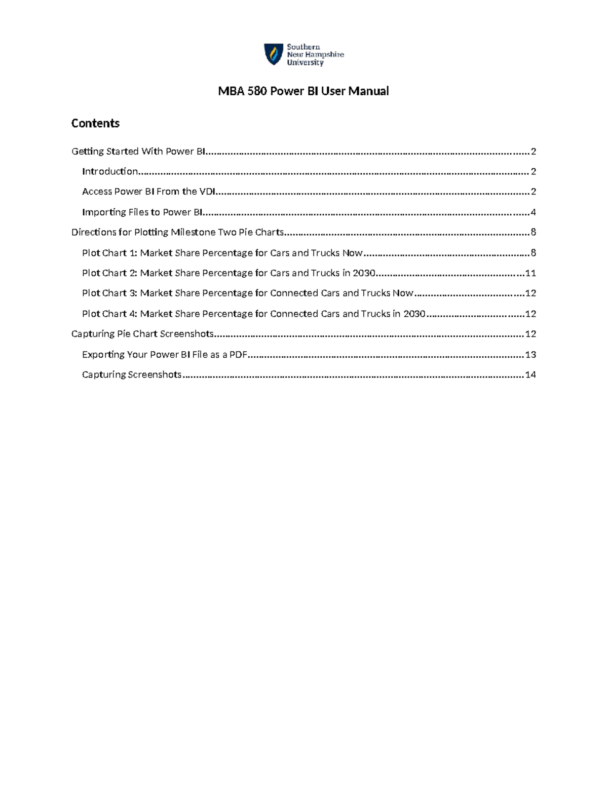 MBA 580 Power BI User Guide for Pie Chart Analysis and Screenshots ...
