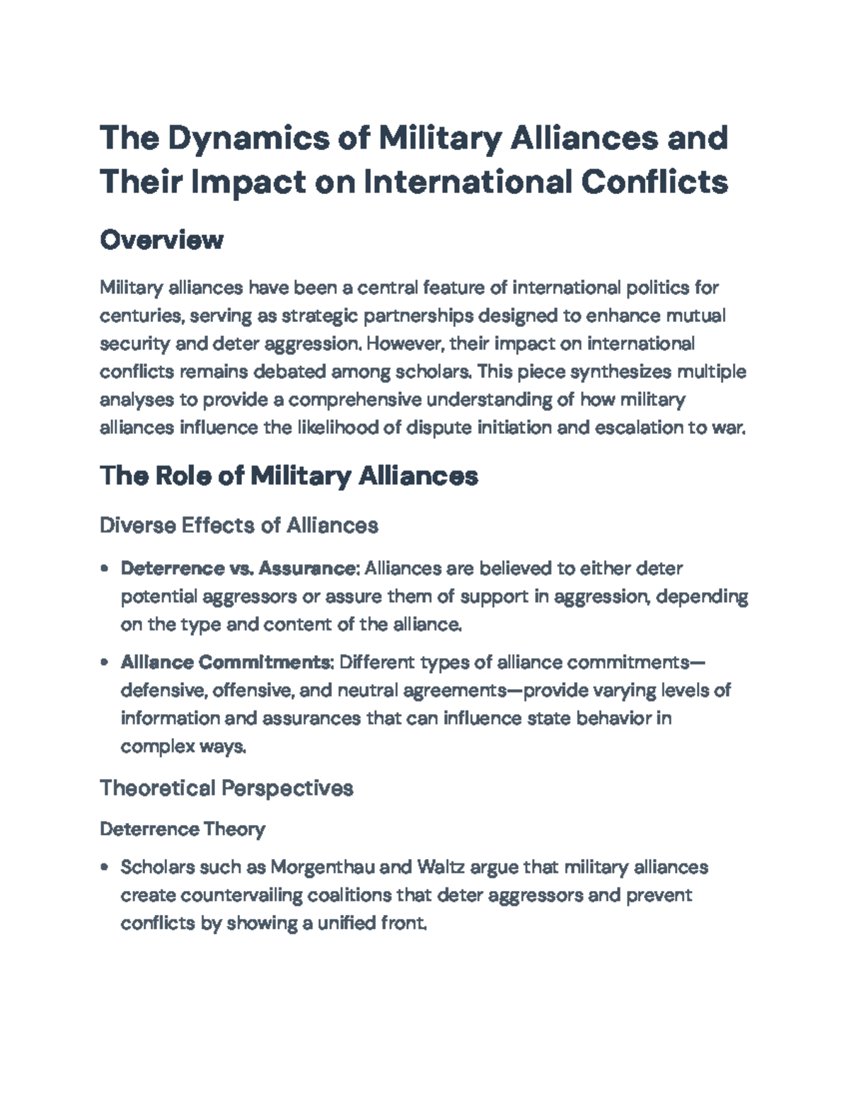 The Dynamics of Military Alliances: Impact on International Conflicts ...