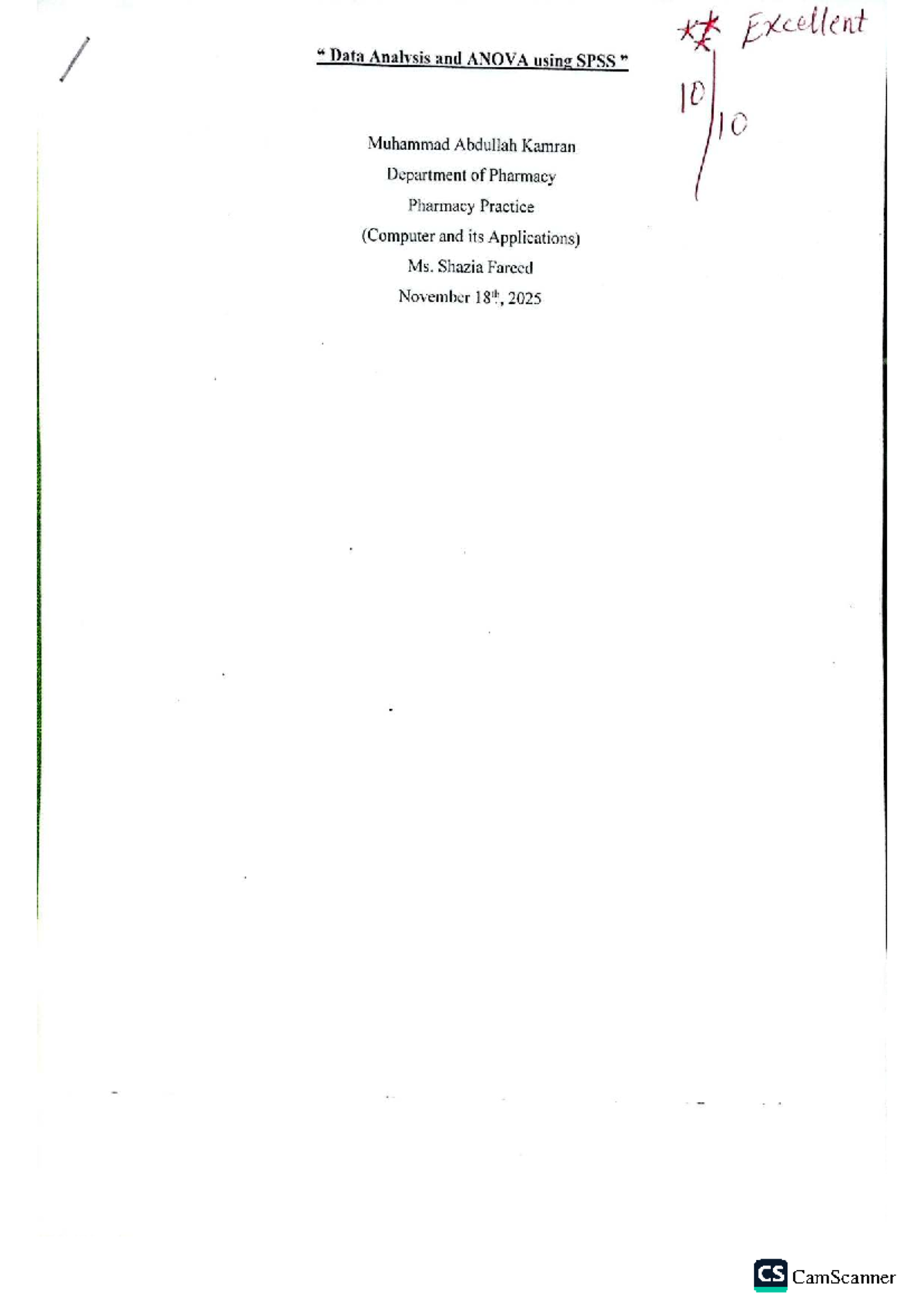 CS Data Analysis and ANOVA: Comprehensive Guide for Pharmacy Students ...